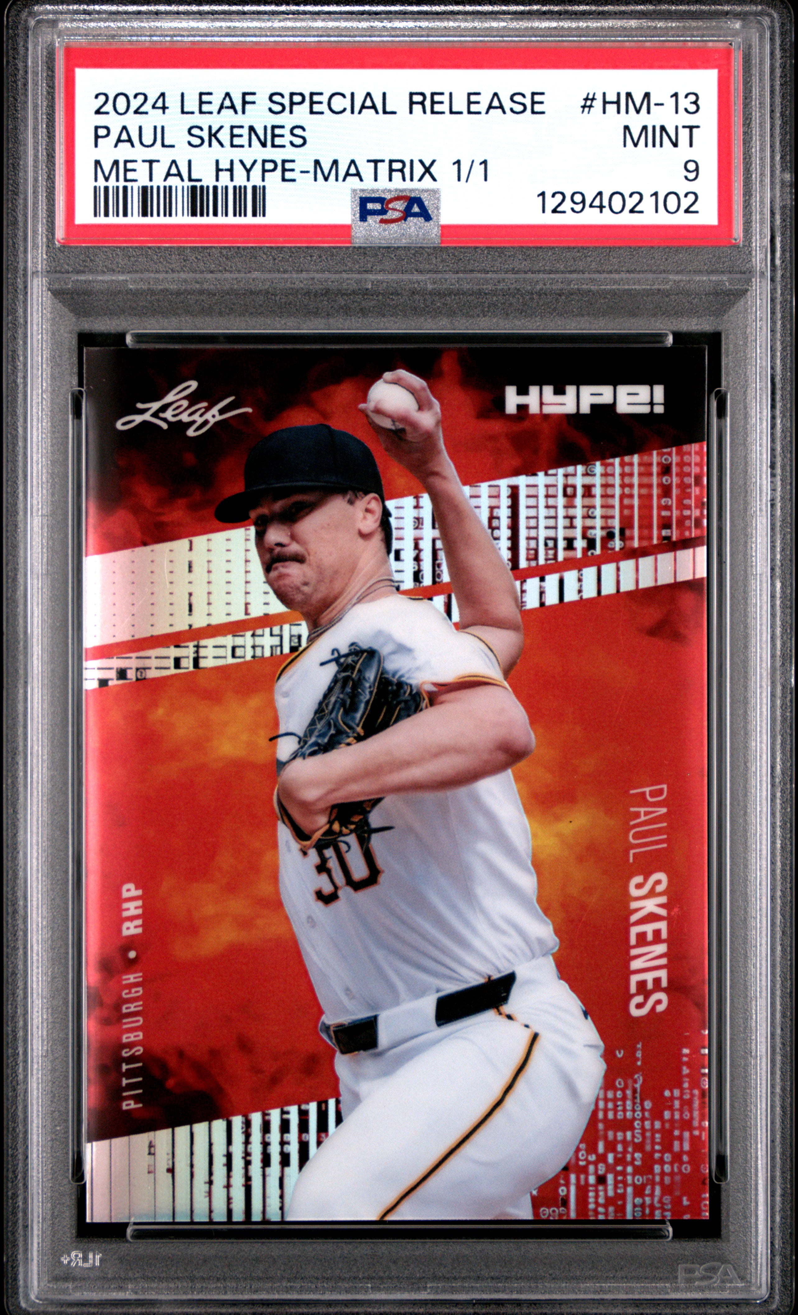 PSA 9 Paul Skenes 2024 Leaf HYPE! Metal #HM-13 Matrix 1/1 Rookie Card ...