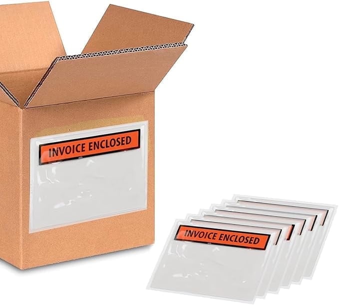 PSBM Packing List Envelopes, 4.5" x 5.5" Orange/Clear Full Face With ...
