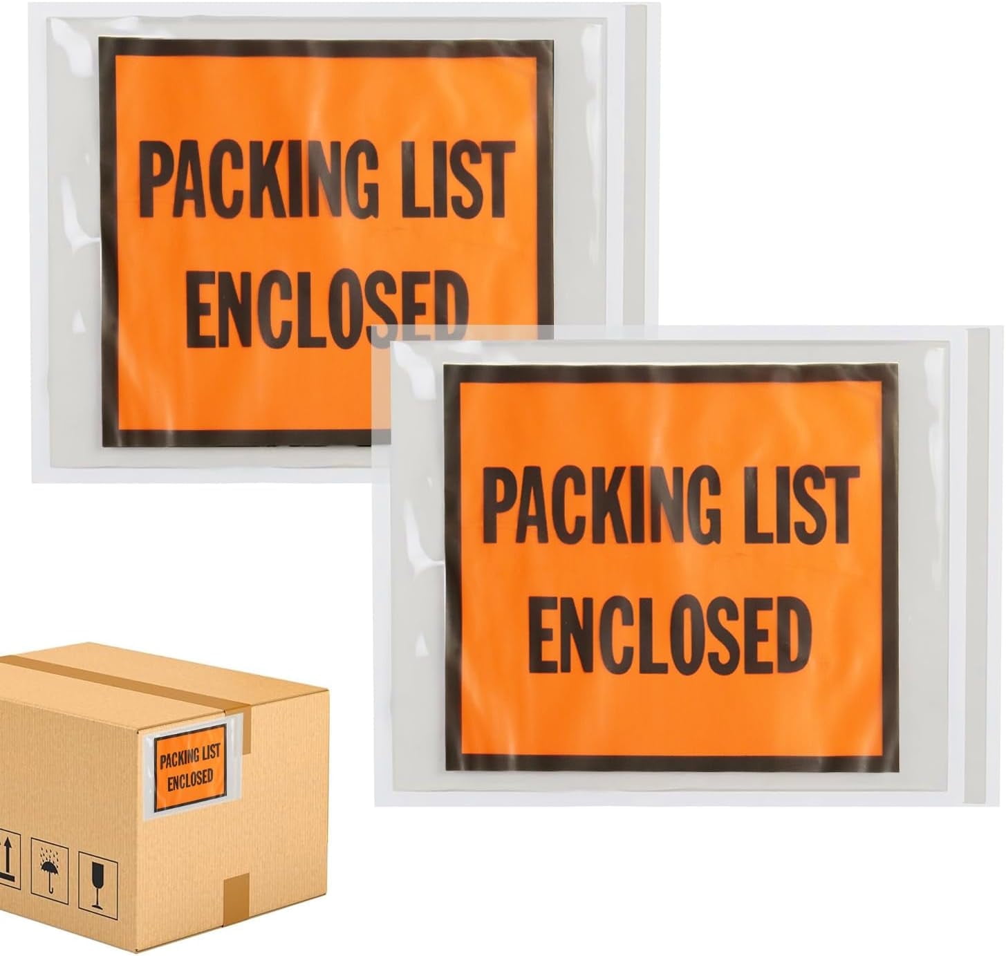 PSBM Full Face Packing List Envelopes, 5.5" x 10" Peel and Stick Water ...