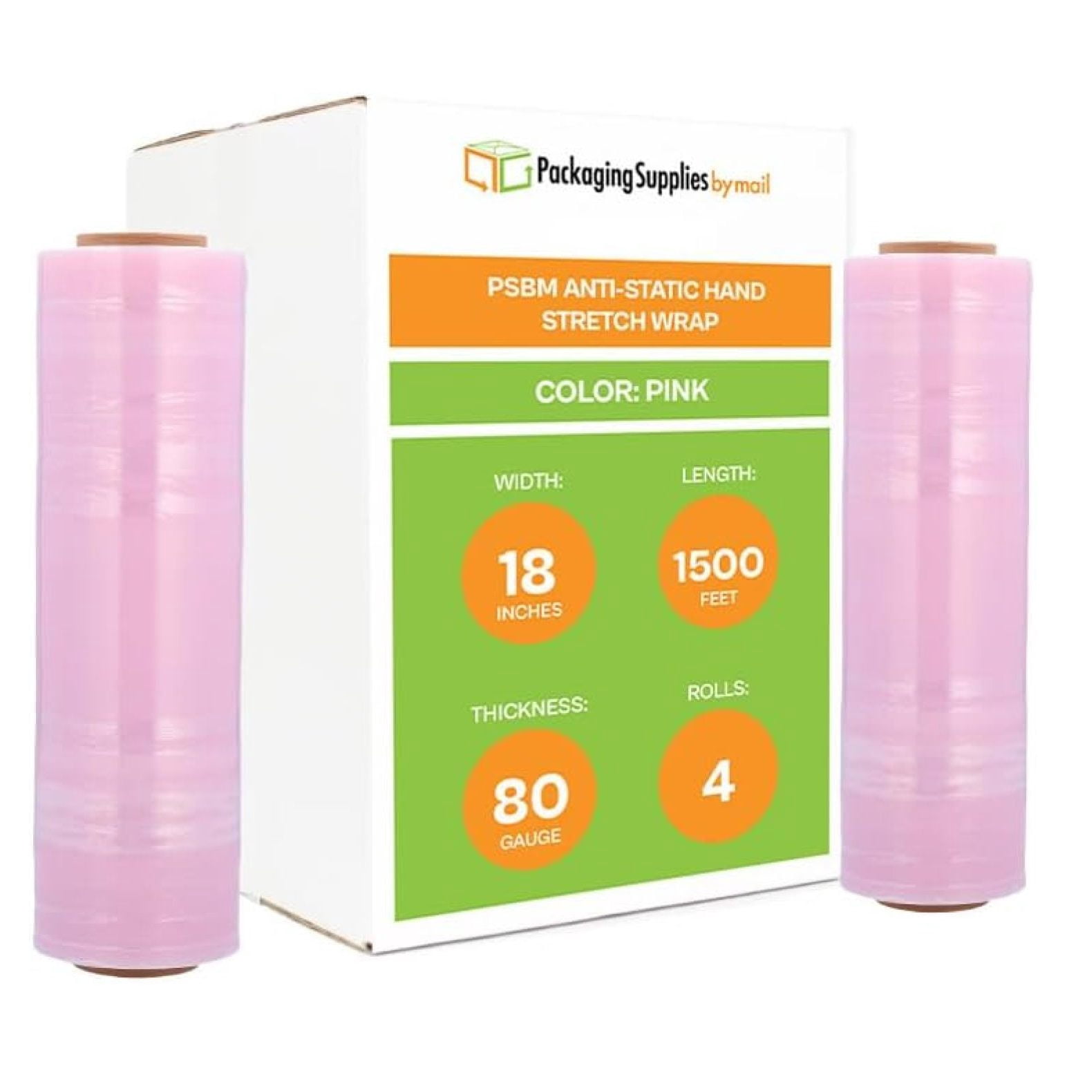 PSBM Anti-Static Stretch Wrap, 4 Pack, 18 Inch x 1500 Feet, 80 Gauge ...