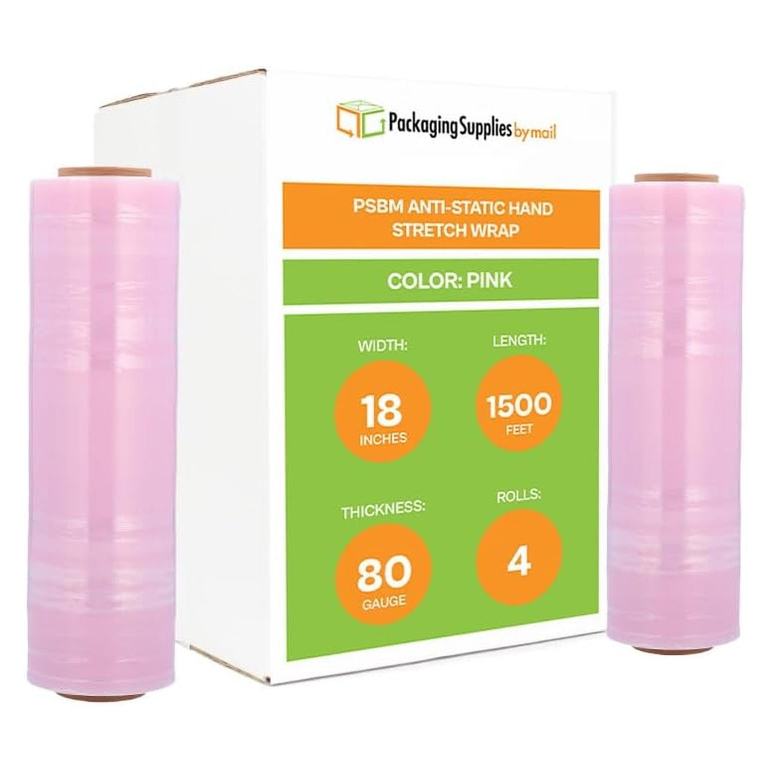 PSBM Anti-Static Stretch Wrap, 4 Pack, 18 Inch x 1500 Feet, 80 Gauge ...