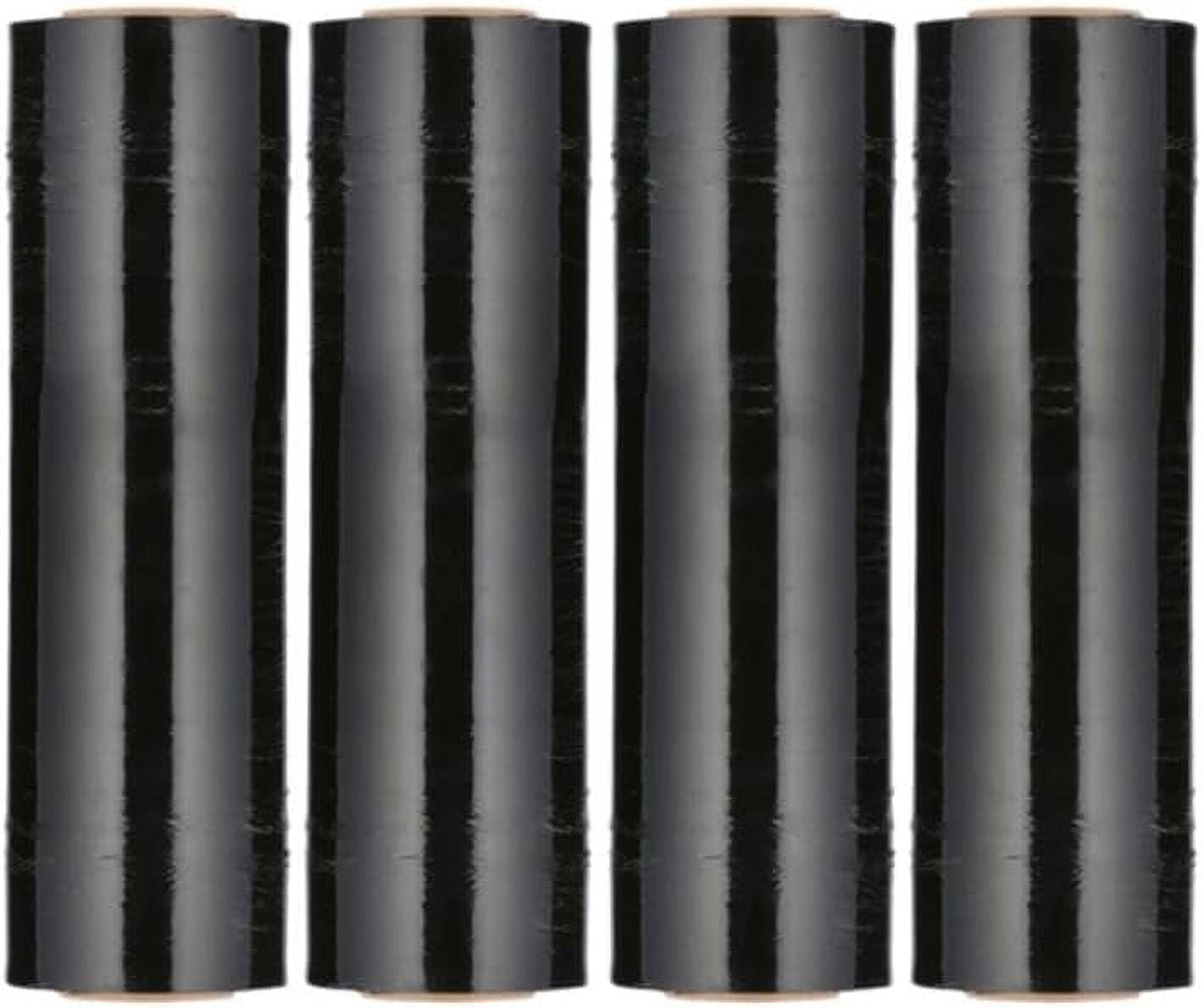 PSBM Black Stretch Wrap, 4 Pack, 18 Inch x 1500 Feet, 63 Gauge, Dark ...