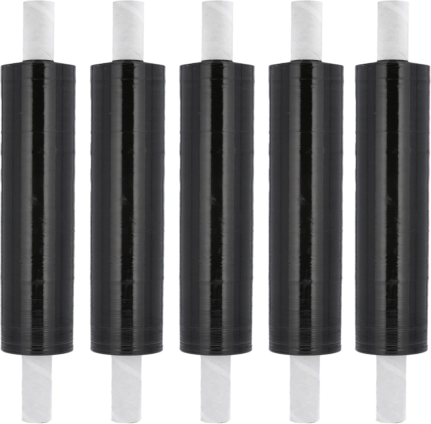 PSBM Black Stretch Wrap with Extended Core Handles, 4 Pack, 30 Inch x 1000 Feet, 80 Gauge ...