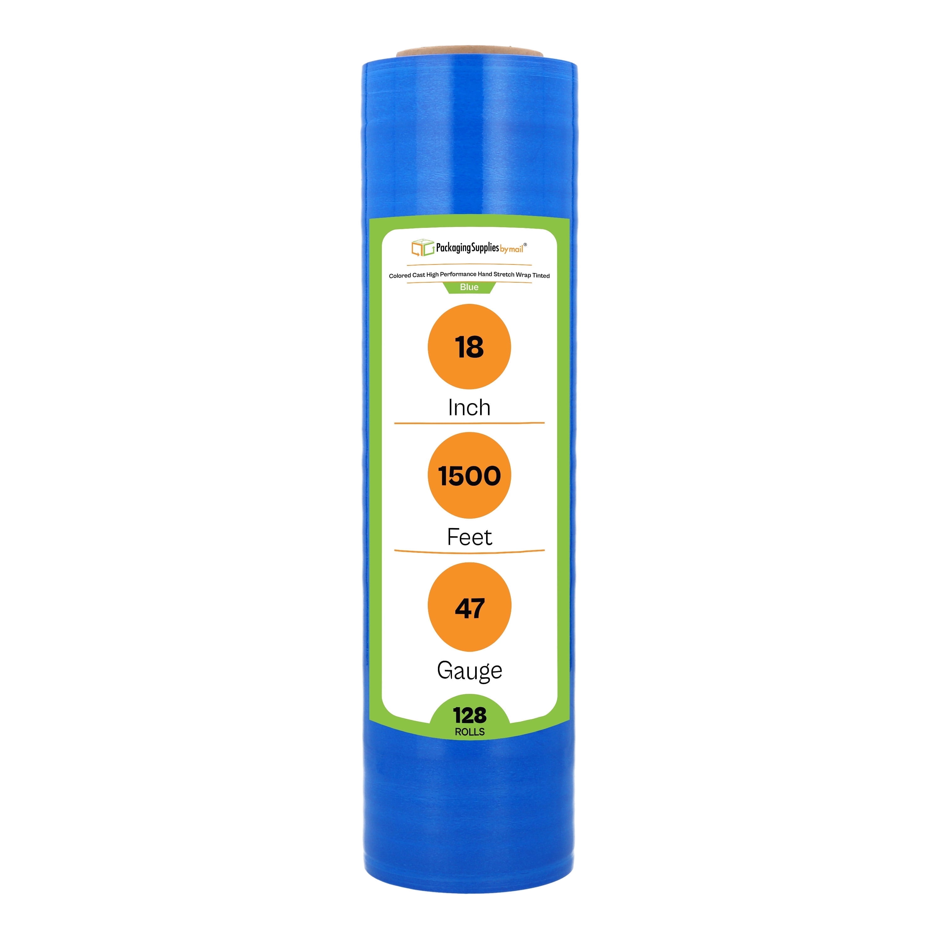 PSBM Hand Stretch Wrap 18 Inch x 1500 Feet 128 Rolls 47 Gauge Tinted ...