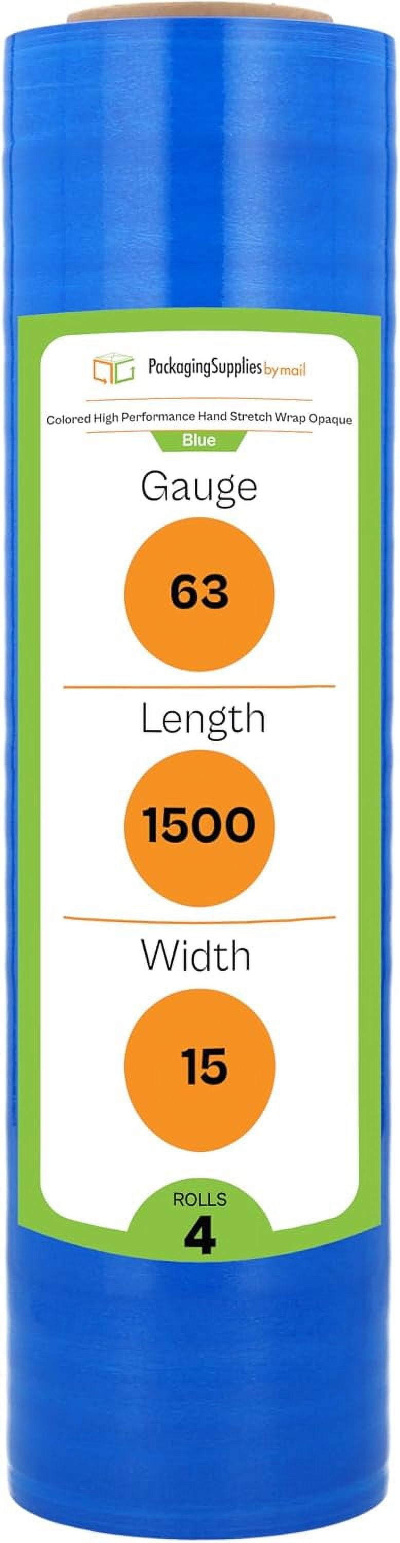PSBM Blue Stretch Wrap, 4 Pack, 15 Inch x 1500 Feet, 63 Gauge, Dark ...