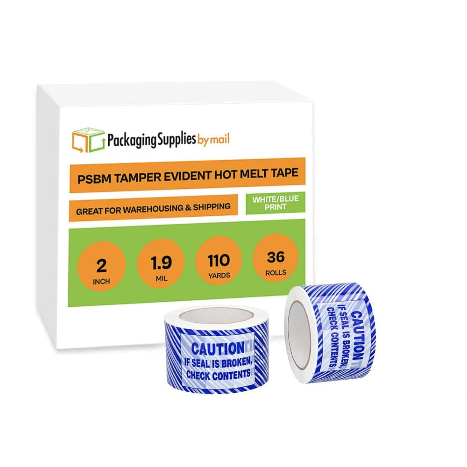 PSBM Broken Seal Tape, 2 Inch x 110 Yards, 36 Pack, Caution If Seal is ...