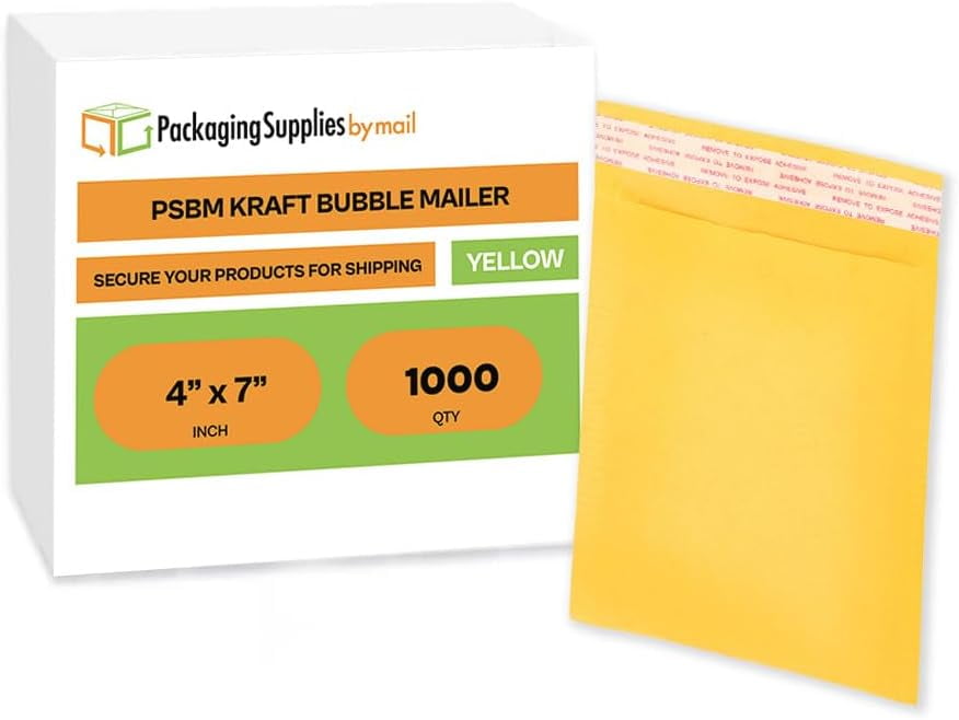 PSBM Bubble Mailer, 4X8 Inch, 1000 Pack, Padded Shipping Envelope ...