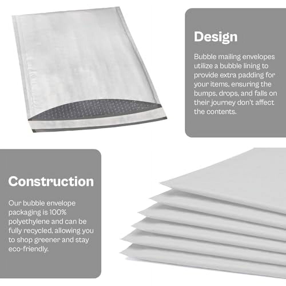 PSBM Bubble Poly Mailers, 8.5x12 Inch, 200 Pack, Padded Shipping ...