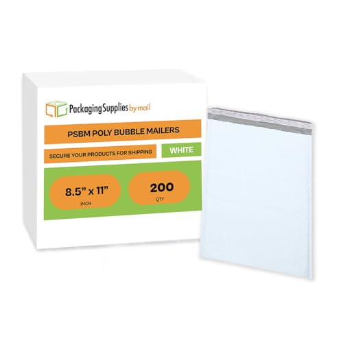 PSBM Bubble Poly Mailers, 8.5x12 Inch, 200 Pack, Padded Shipping ...