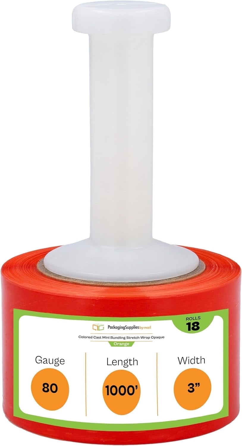 PSBM Cast Mini Stretch Wrap with One Reuseable Handle with Each Case 3" x 1000' 80 Gauge 18 ...