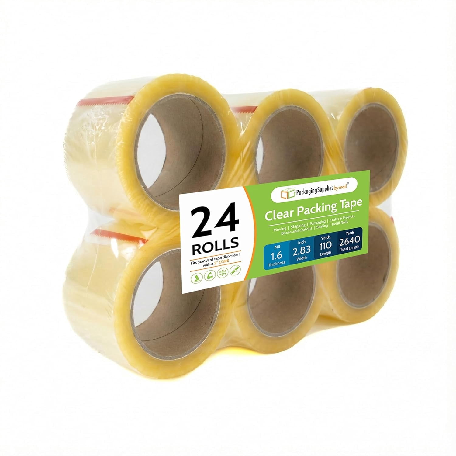 PSBM Clear Carton Sealing Packing Tape Economy Acrylic 2.83" x 110 ...