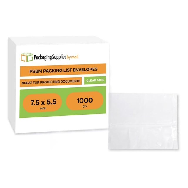 PSBM Clear Packing List Back Side Loading Plain Face Envelopes Pouches ...
