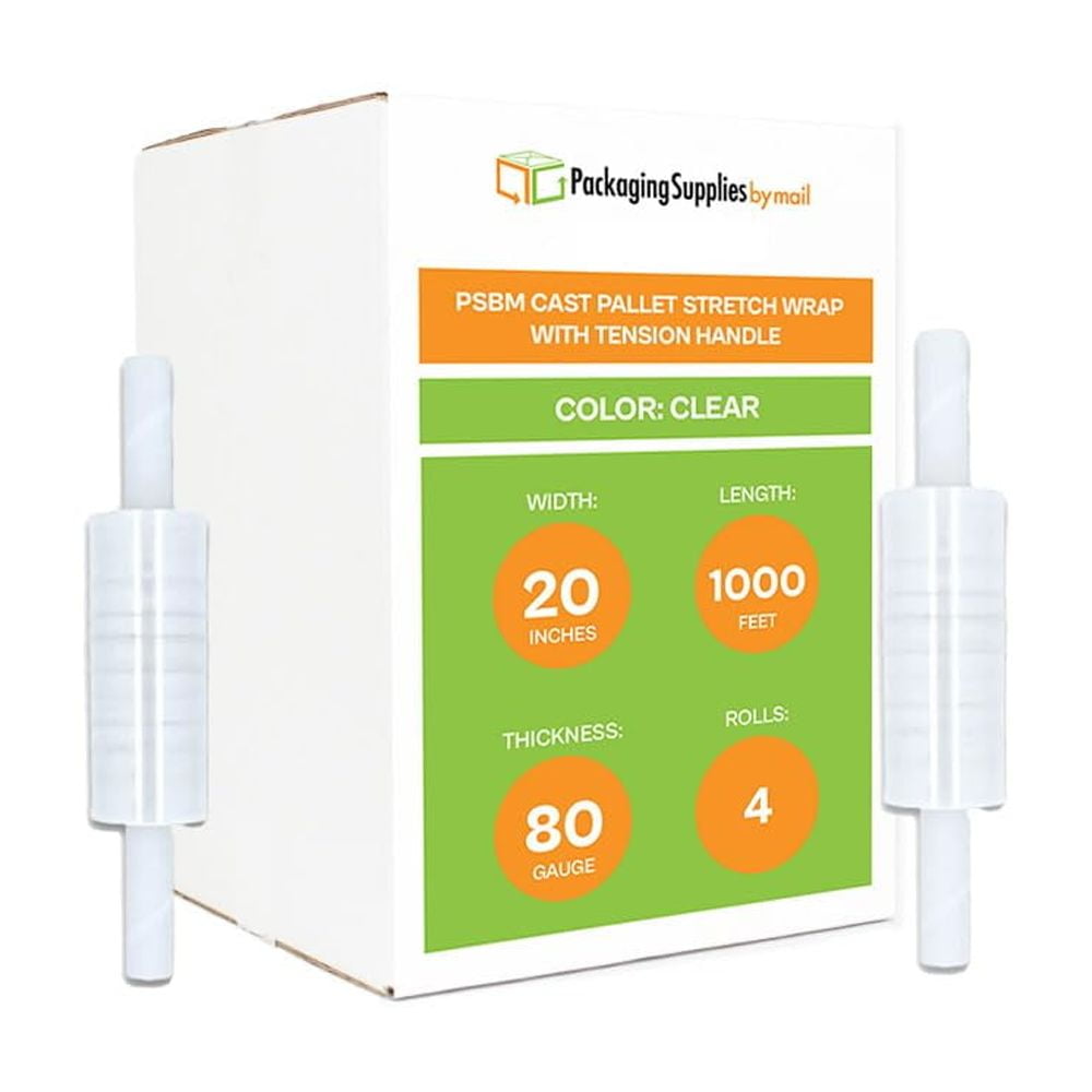 PSBM Extended Core Stretch Wrap with 2 Red Tension handle /cs, 20 Inch ...