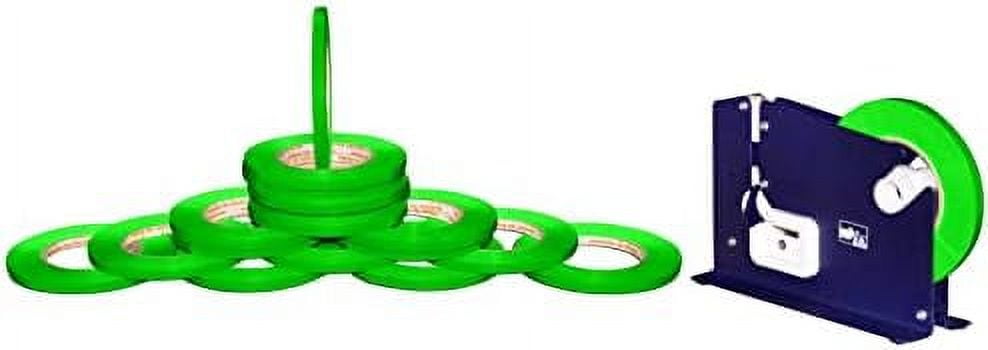 PSBM Green Poly Bag Tape & Dispenser Kit - 6 Rolls, 1 Dispenser - 3/8 ...