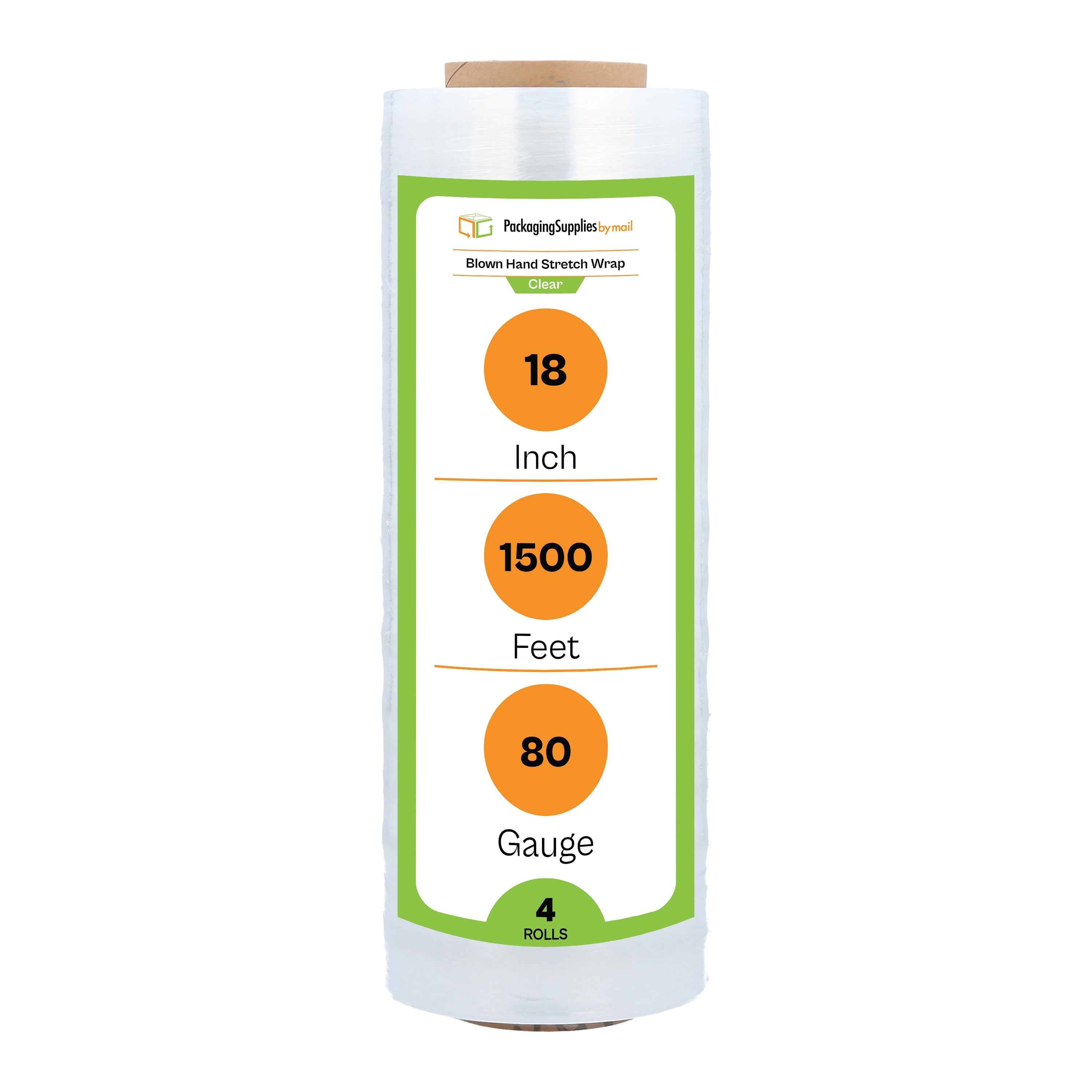 PSBM Hand Stretch Wrap 18 Inch x 1500 Feet 80 Gauge 96 Rolls Clear ...
