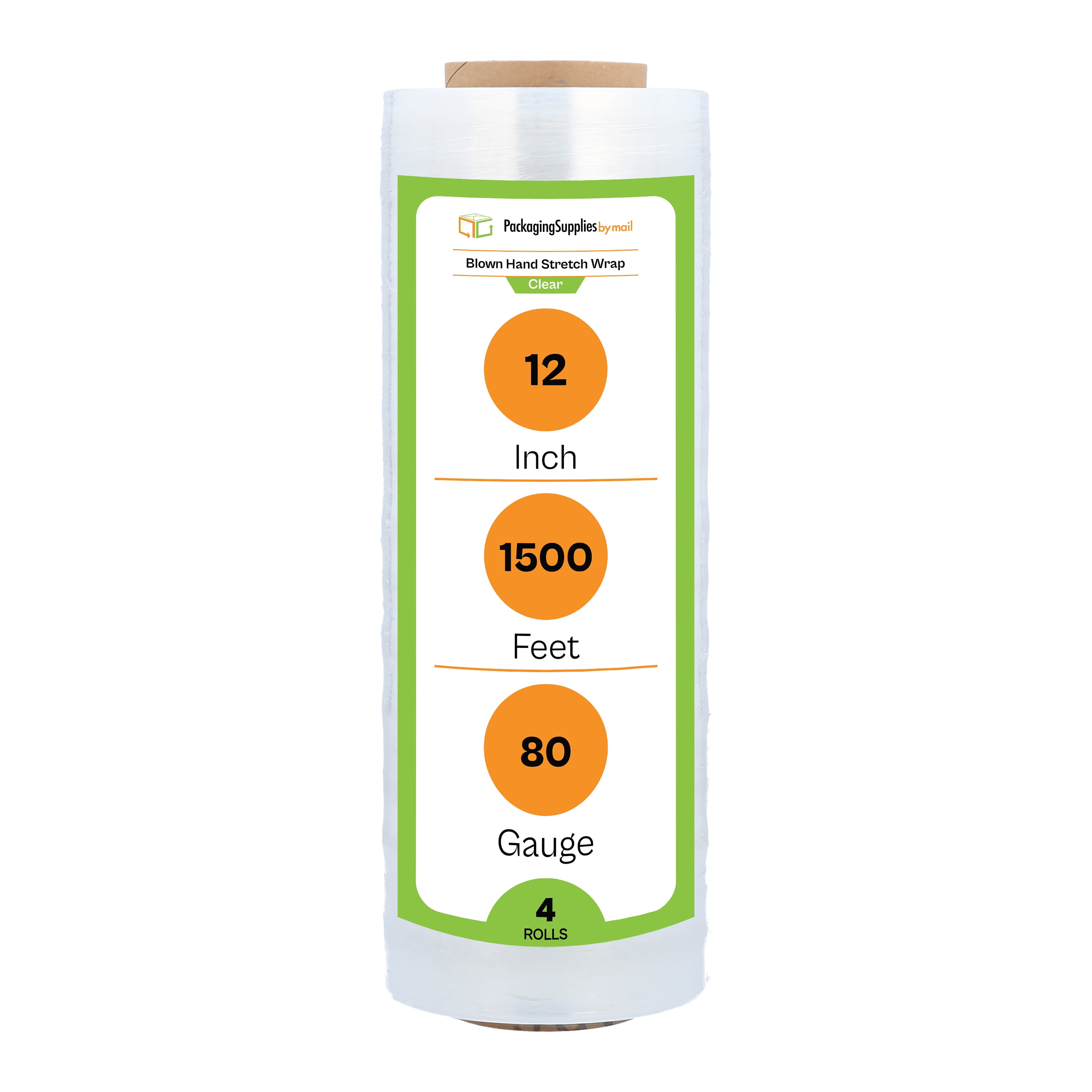 PSBM Hand Stretch Wrap - Blown - 12" x 1500' x 80 Ga - 4 Rolls/Case ...