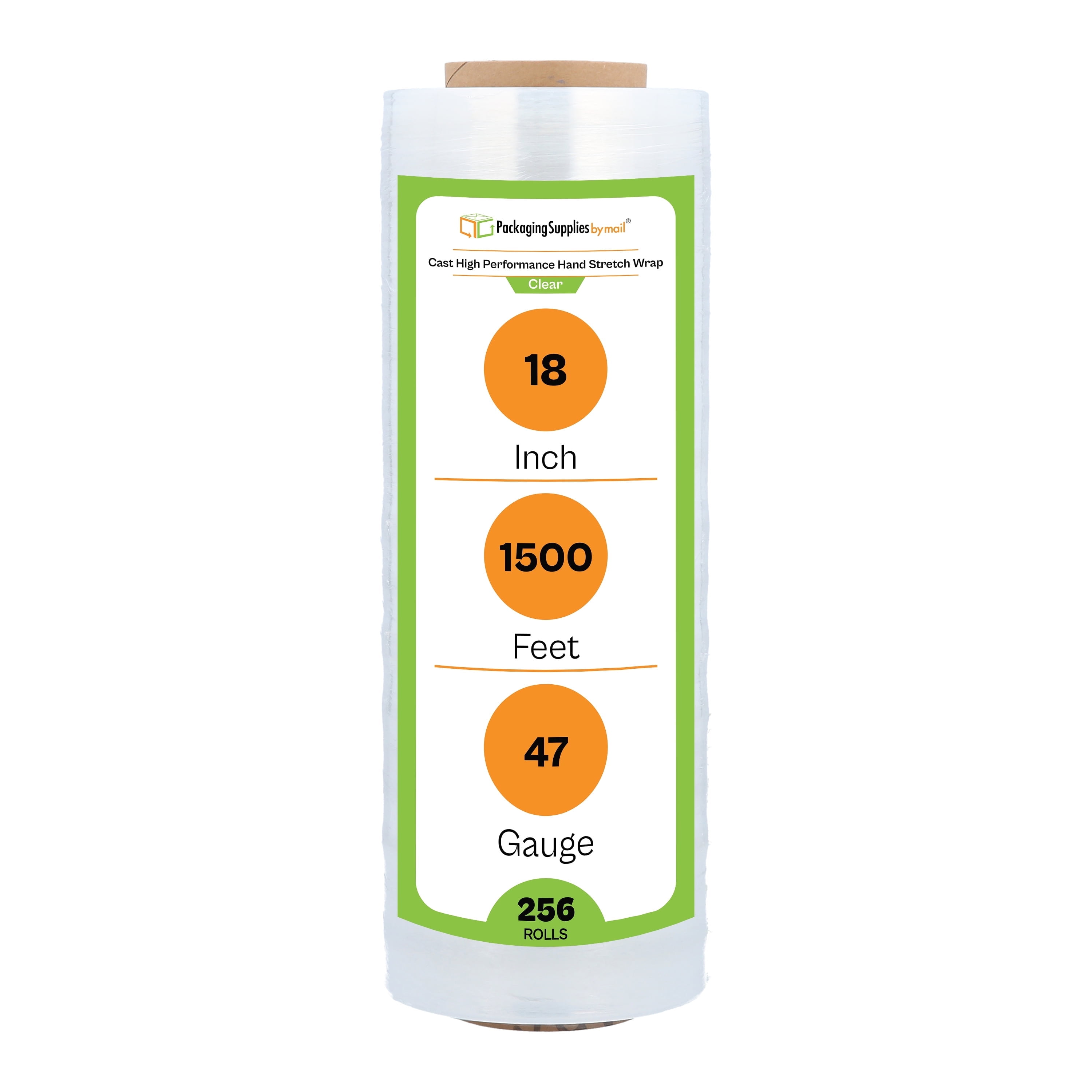 PSBM High Performance Hand Stretch Wrap 18" x 1500' 256 Rolls 47 Gauge ...