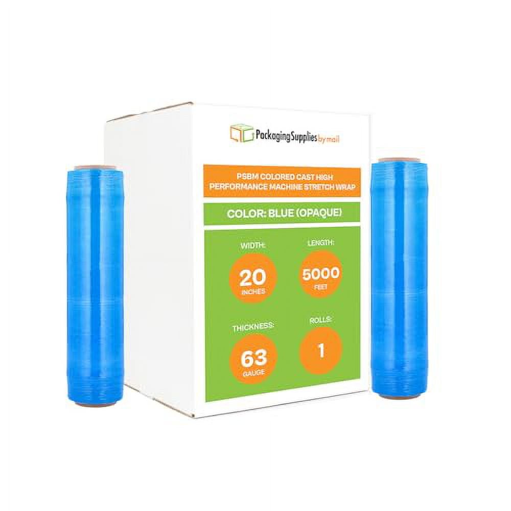 PSBM Machine Blue Stretch Wrap, 1 Pack, 20 Inch x 5000 Feet, 63 Gauge ...
