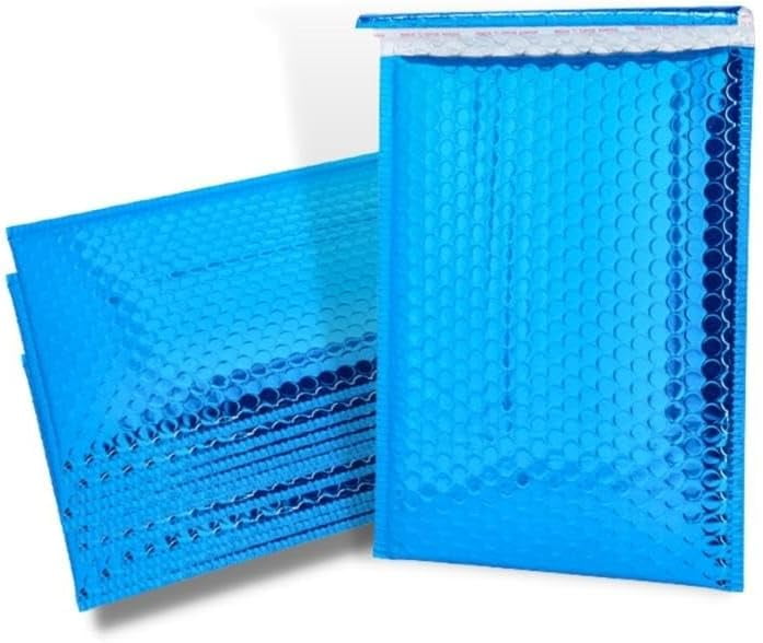 PSBM Metallic Bubble Mailers, 6.75x7 Inch, Blue, 250 Pack, Shiny Padded ...