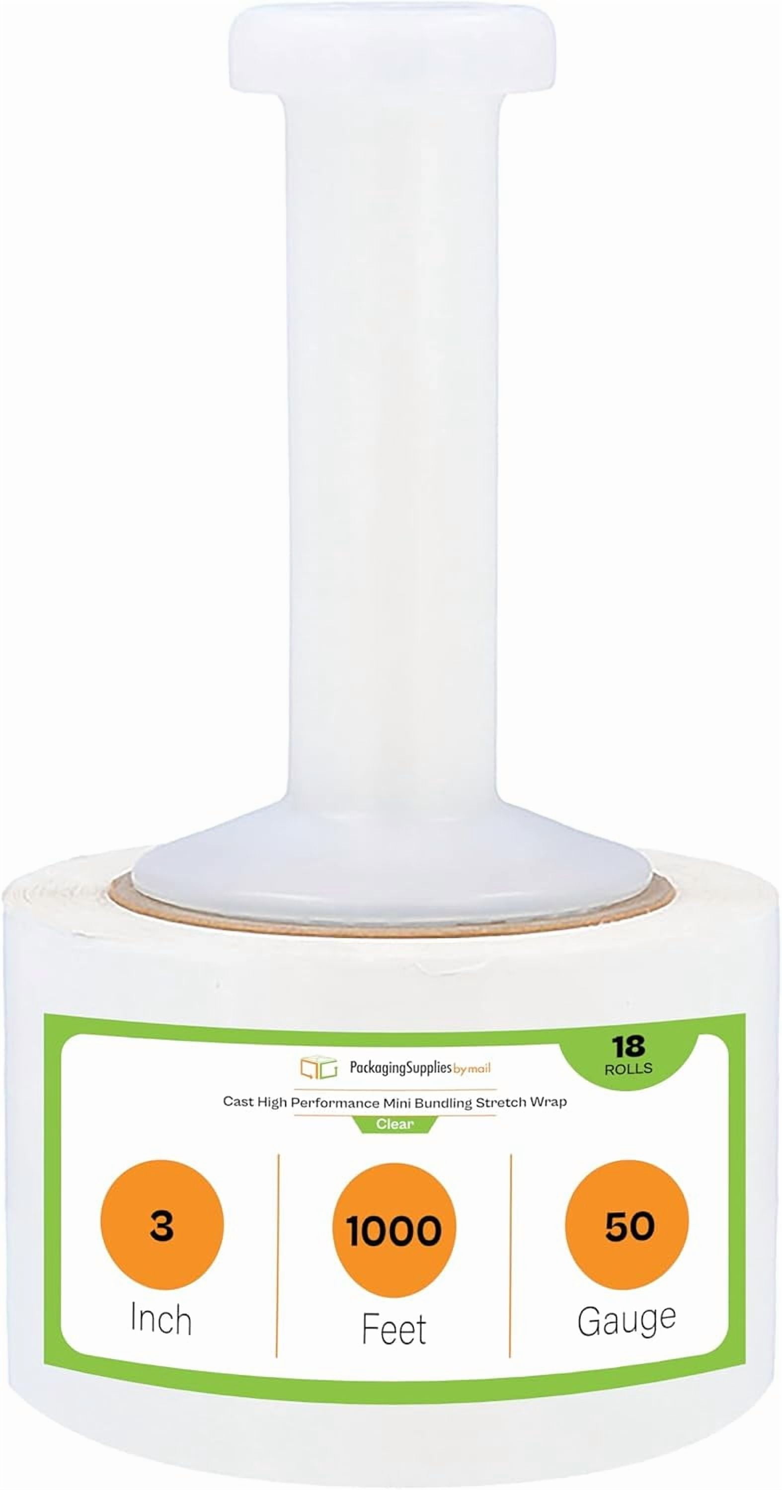 PSBM Mini Stretch Wrap 3" x 1000' 18 Rolls 50 Gauge Clear Plastic ...