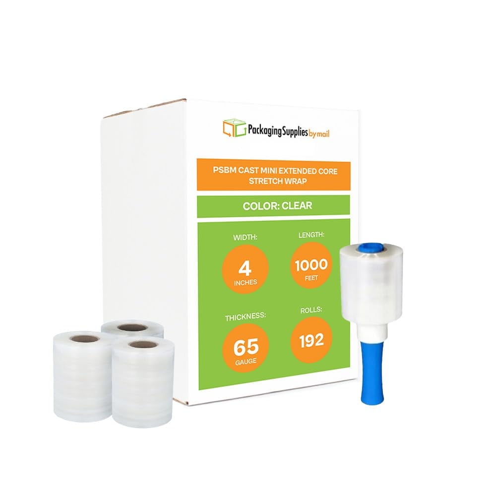PSBM Mini Stretch Wrap with Plastic Handle 4 Inch x 1000 Feet 1440 ...