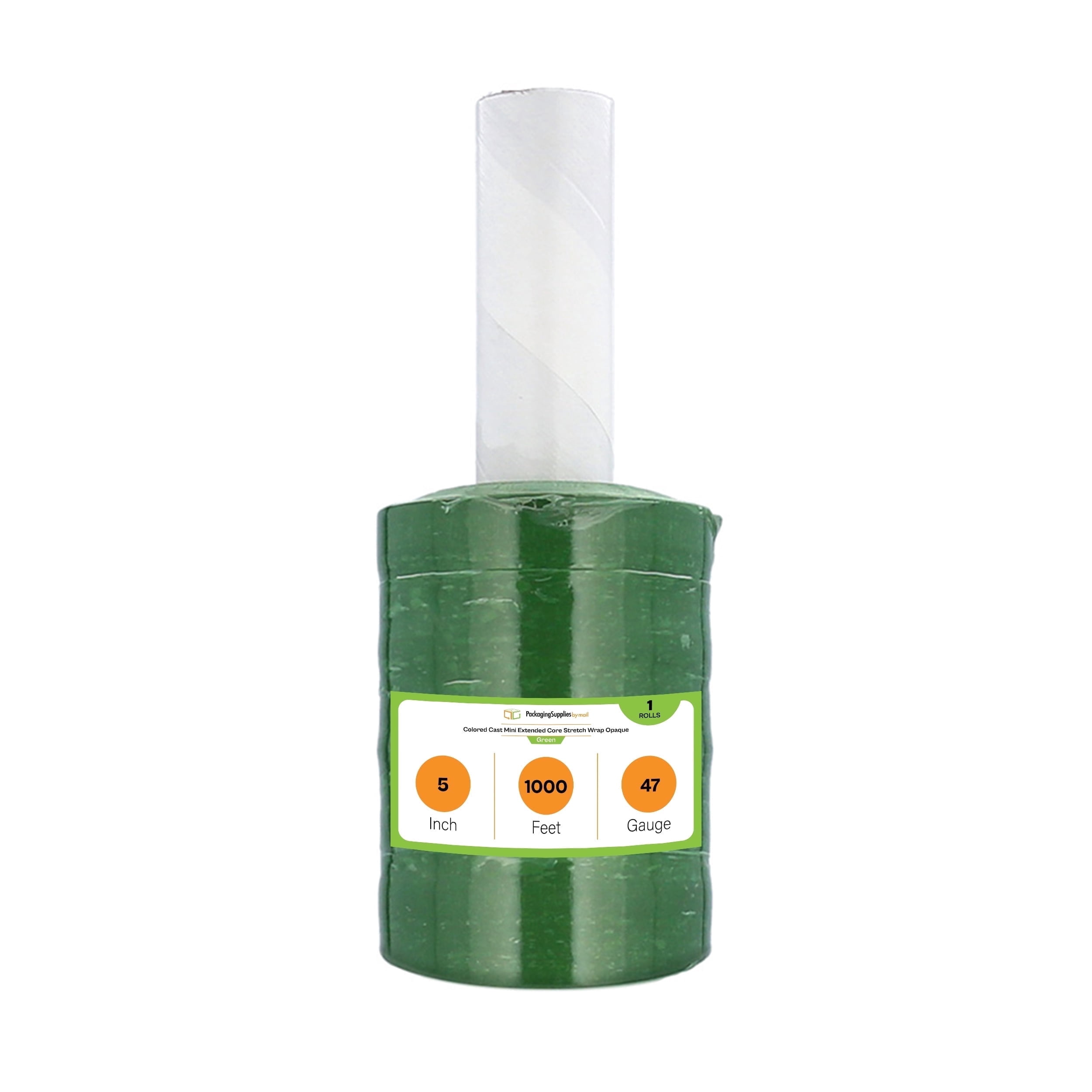 PSBM Extended Core Mini Stretch Wrap 5" x 1000' 1 Roll 47 Gauge Plastic ...