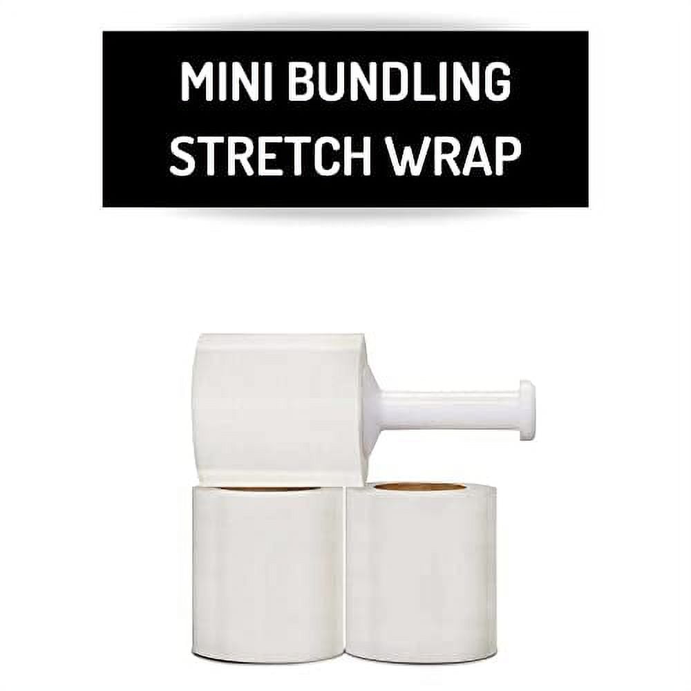 PSBM Mini Stretch Wrap with Plastic Handle, 12 Pack, 5 Inch x 1000 Feet, 80 Gauge, Made in USA ...