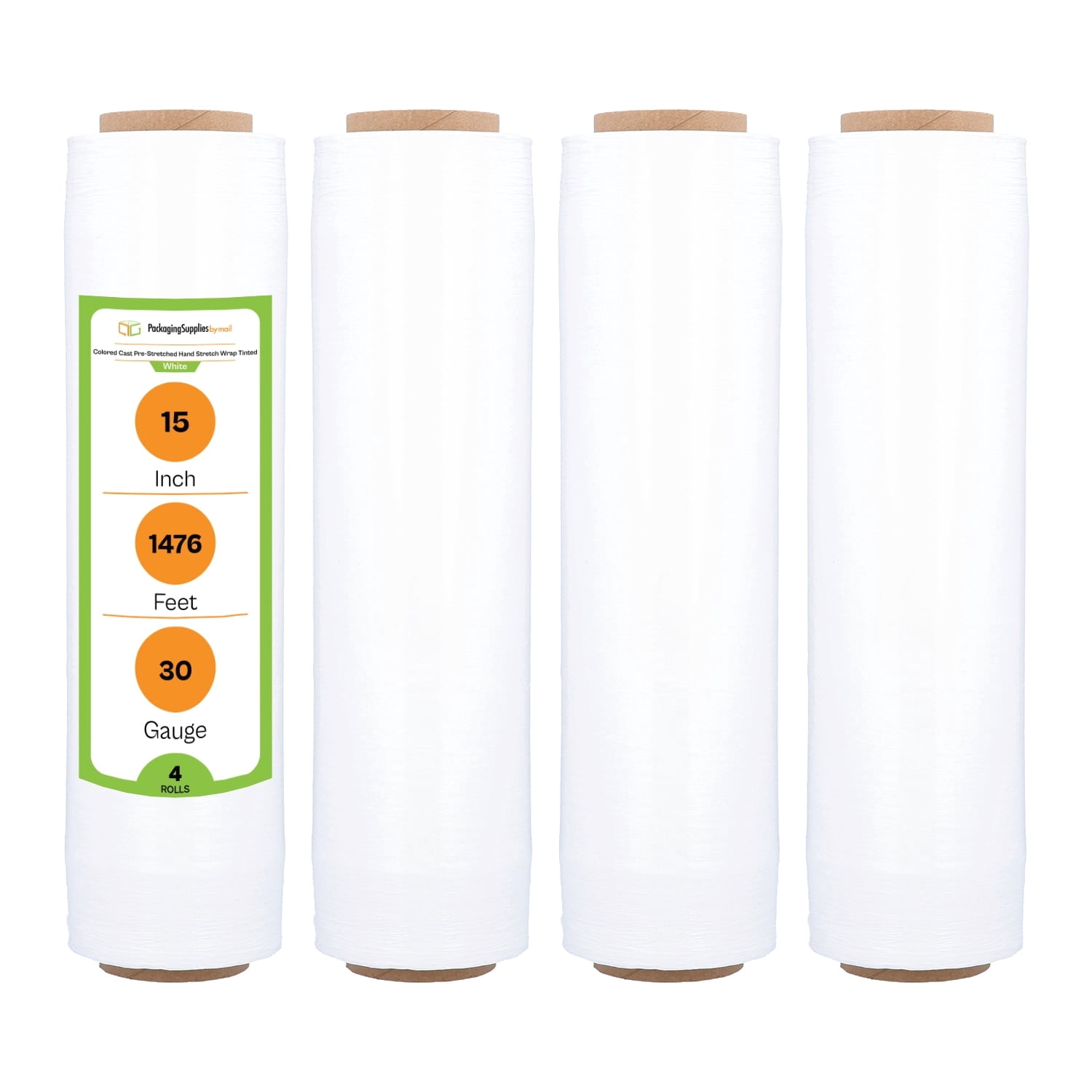 PSBM Pre-Stretch Wrap 15 Inch x 1476 Feet 4 Rolls 30 Gauge White ...