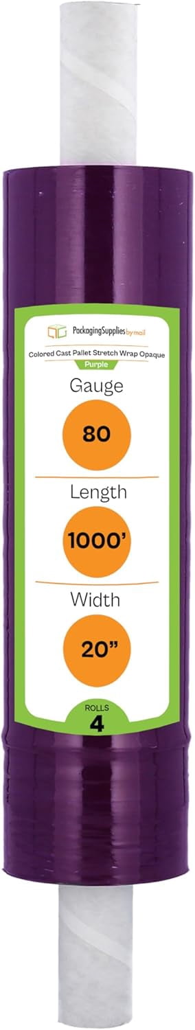 PSBM Purple Stretch Wrap with Handles, 4 Pack, 20 Inch x 1000 Feet ...