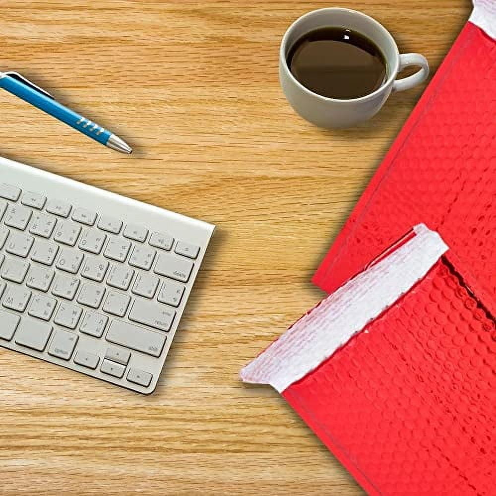 PSBM Red Bubble Mailers, 13.75 x 11 Inch, 100 Pack, Shiny Metallic ...