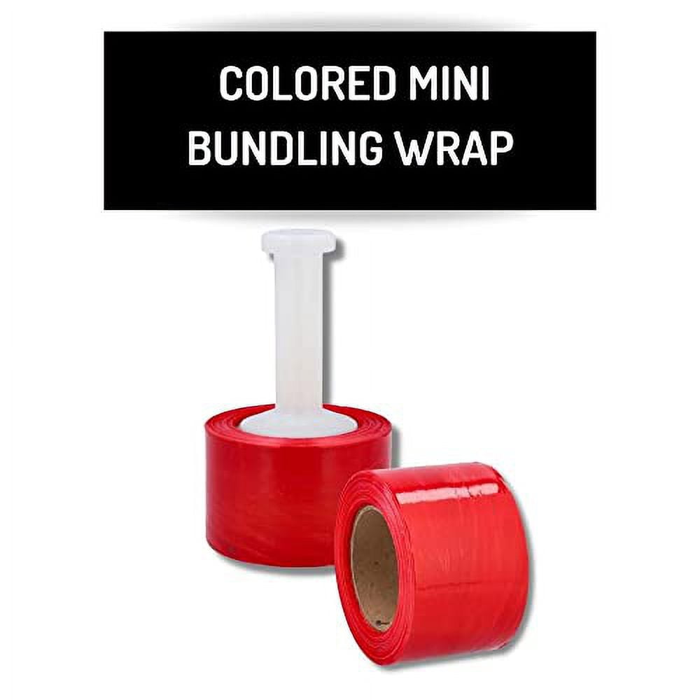 PSBM Red Mini Stretch Wrap with Plastic Handle, 18 Pack, 3 Inch x 1000 ...