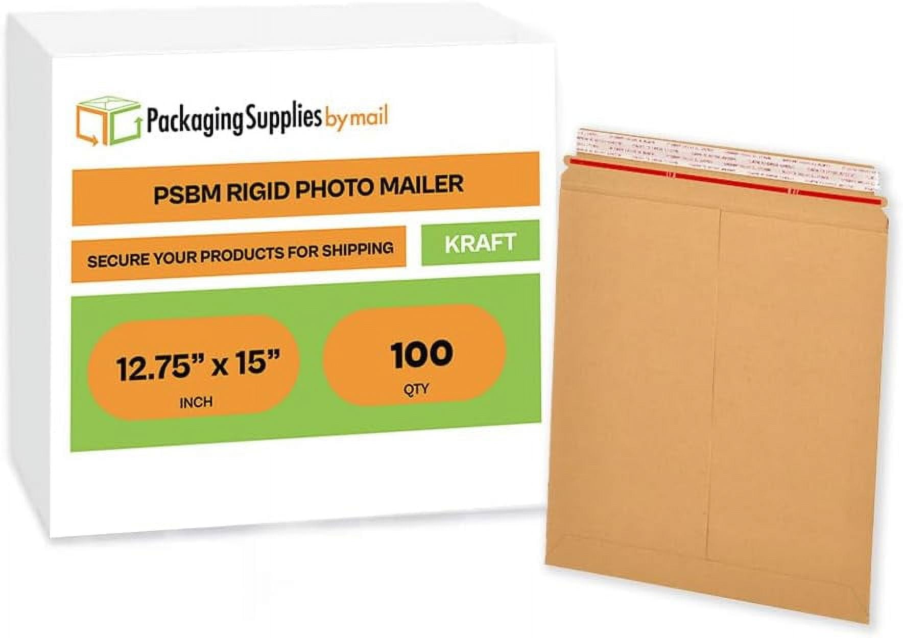 PSBM Rigid Mailers, 12.75x15 Inch, 100 Pack, Brown Cardboard Shipping ...