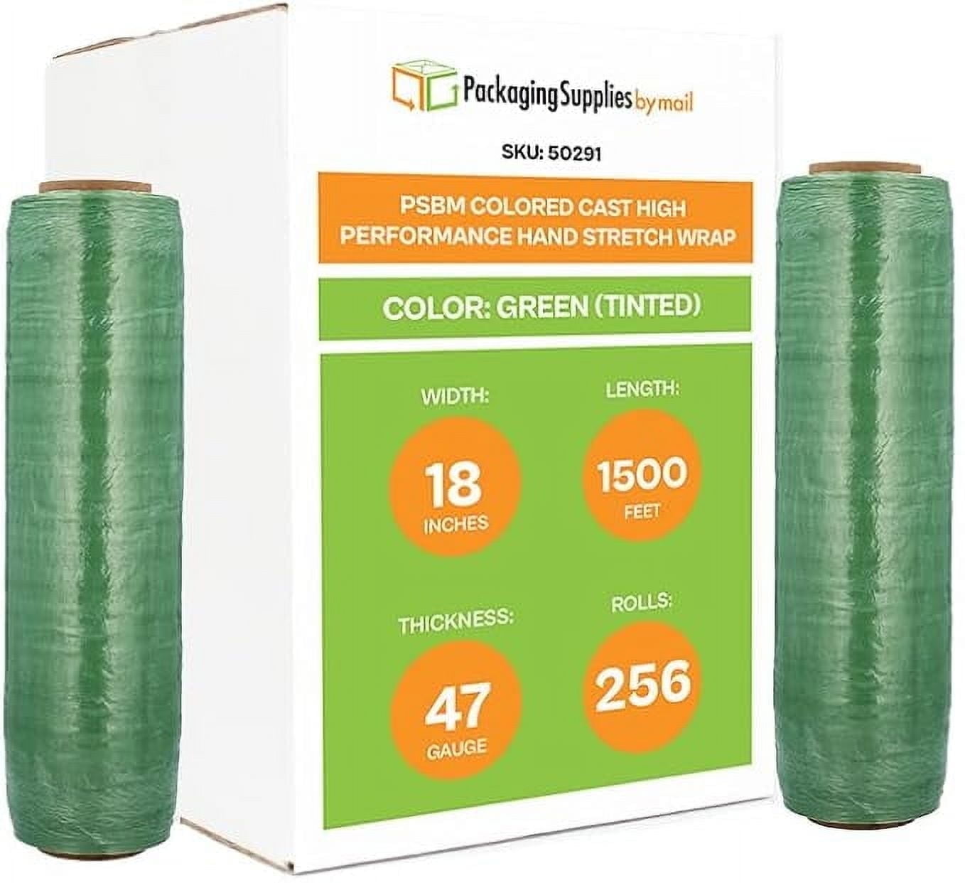 PSBM Stretch Wrap 18 Inch x 1500 Feet 256 Rolls 47 Gauge Green Tinted ...