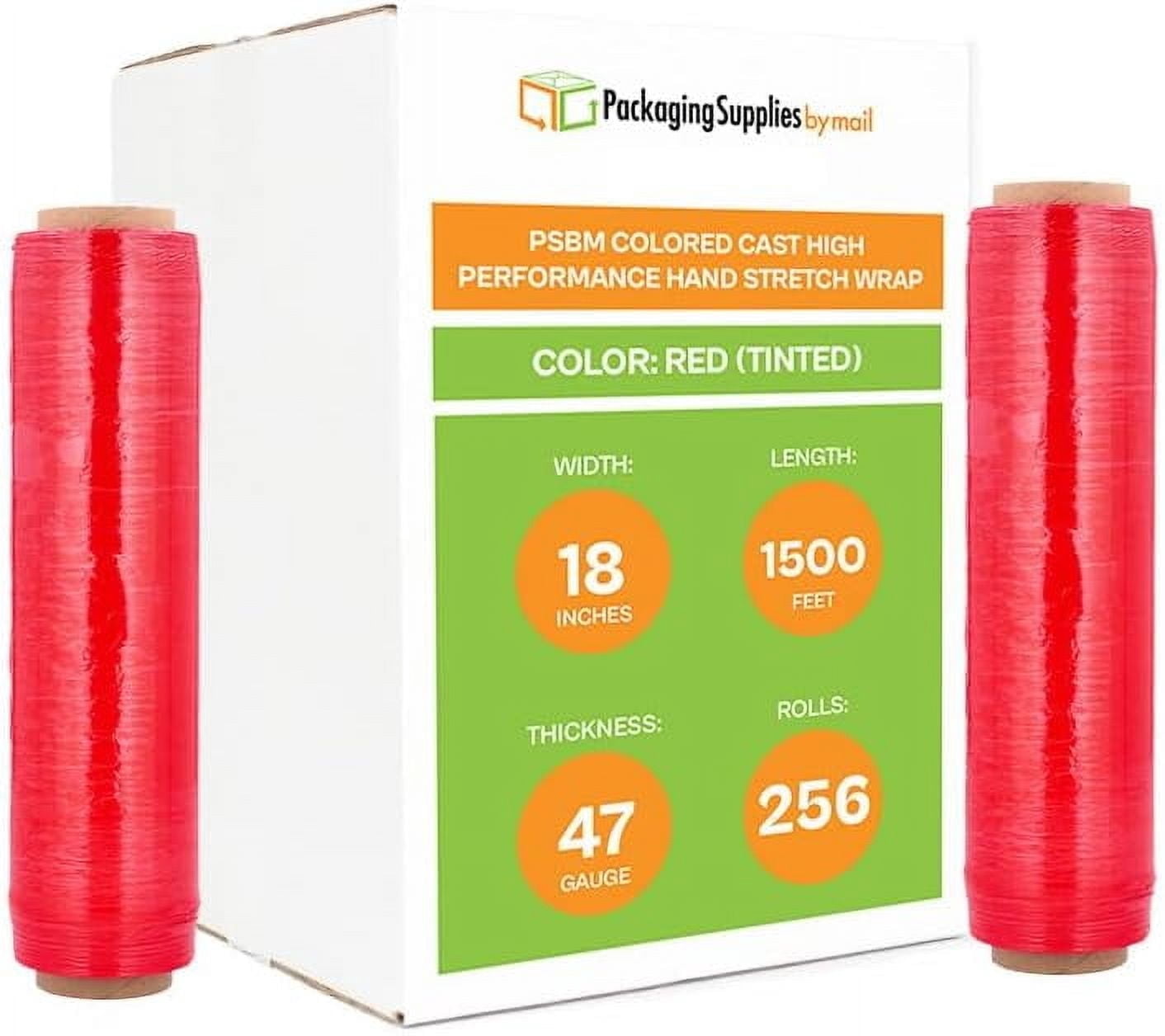 PSBM Stretch Wrap 18 Inch x 1500 Feet 256 Rolls 47 Gauge Red Tinted ...