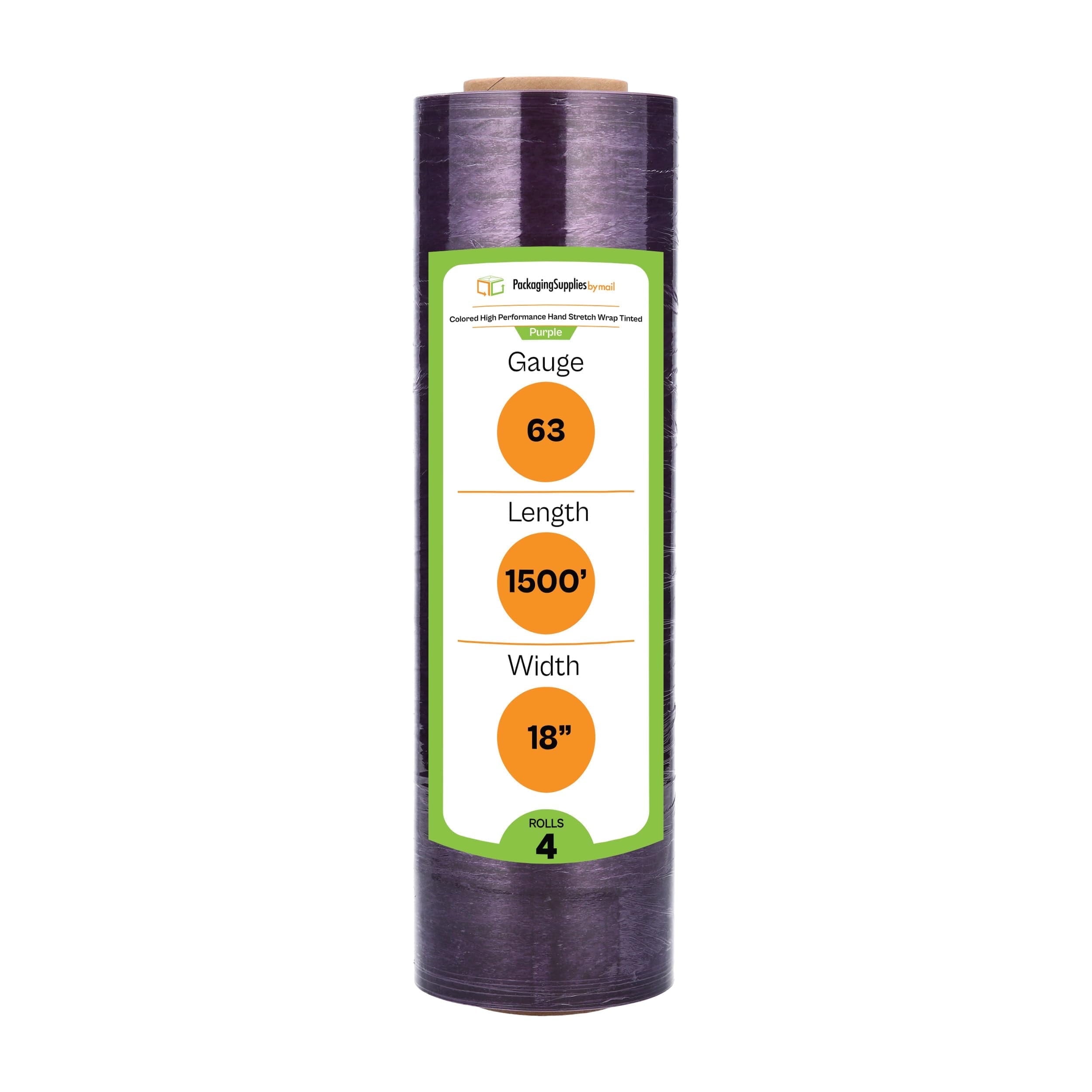 PSBM Stretch Wrap 18 Inch x 1500 Feet 4 Rolls 63 Gauge Purple Opaque ...
