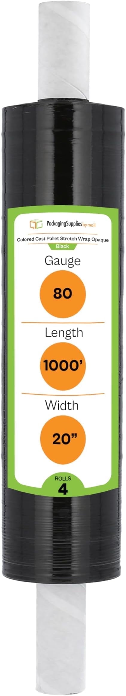 PSBM Cast Stretch Wrap with Extended Core Handles 20 Inch x 1000 Feet 80 Gauge 4 Rolls Plastic ...