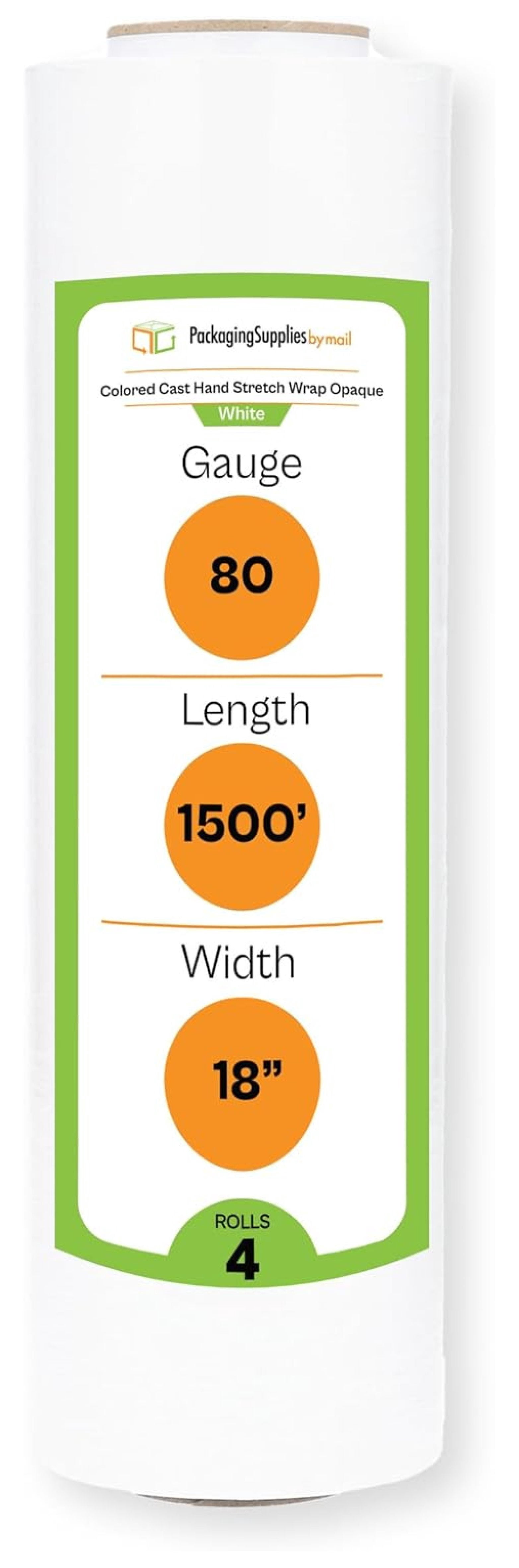 PSBM White Stretch Wrap, 4 Pack, 18 Inch x 1500 Feet, 80 Gauge, Dark ...
