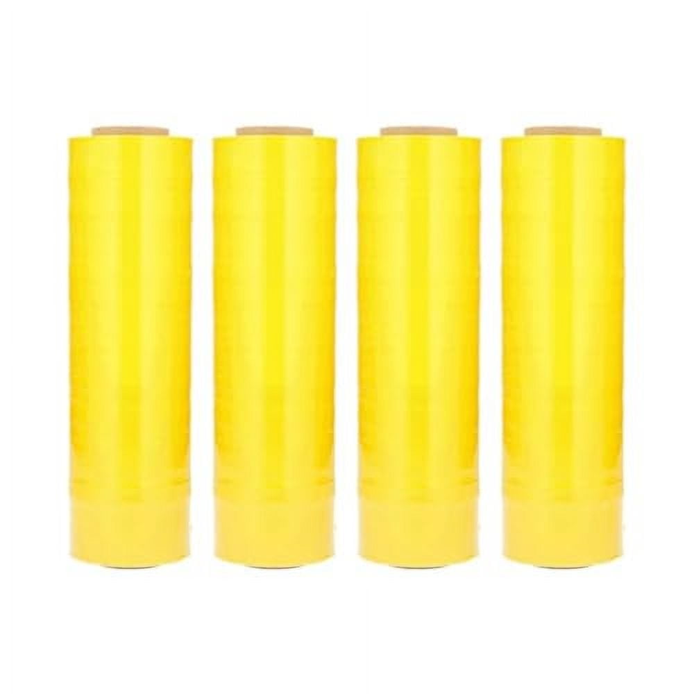 PSBM Yellow Stretch Wrap, 15 Inch x 1476 Feet, 4 Pack, Tinted Pre-Stretched Shrink Wrap Film for ...