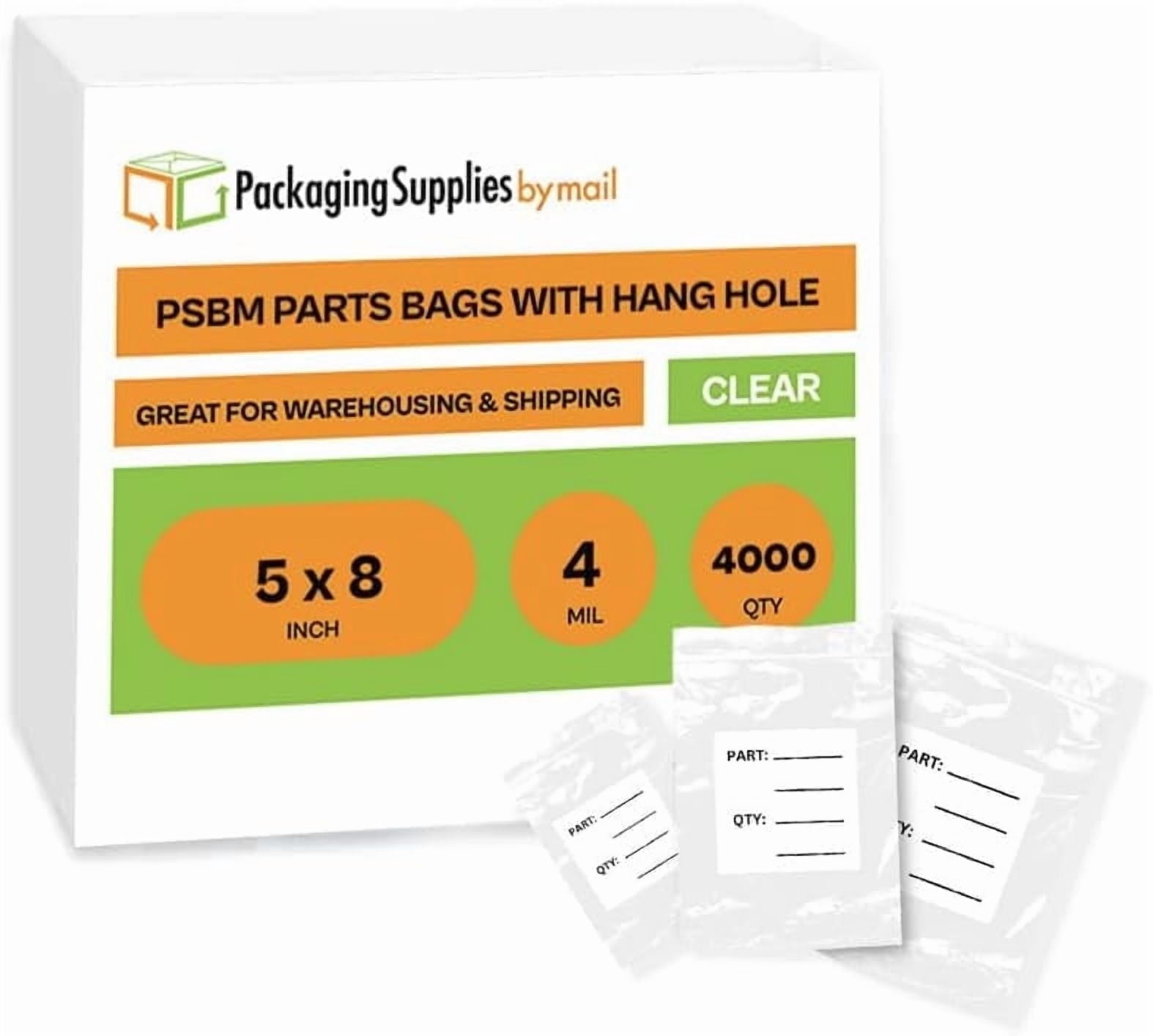 PSBM Parts Bag with Hang Hole 5" x 8" 4 Mil with White Block Write-On ...