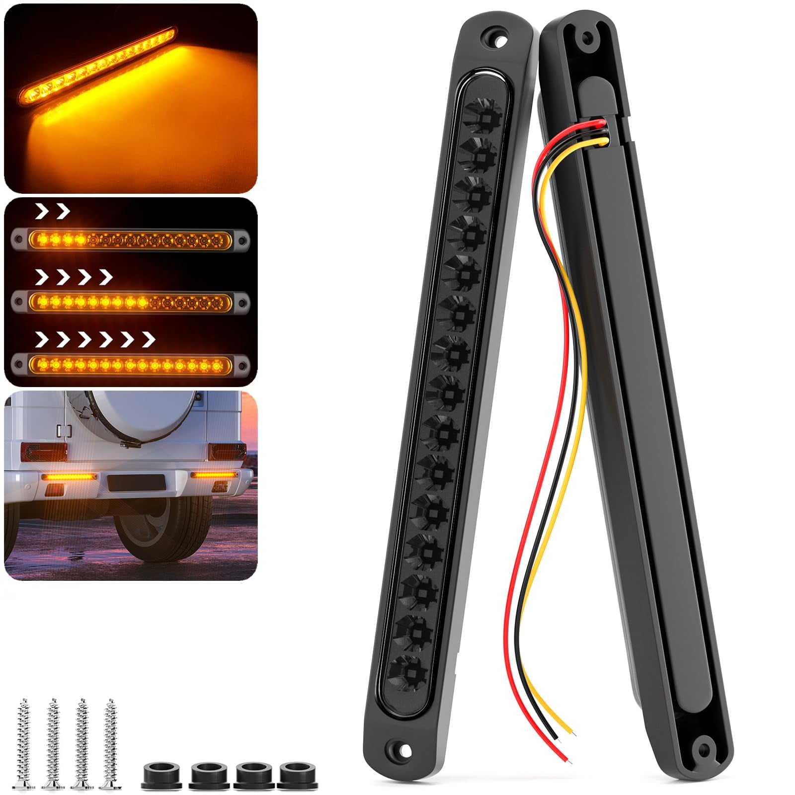 PSEQT 10" LED Trailer MMF7 Tail Identification Lights Bar Turn Signal ...