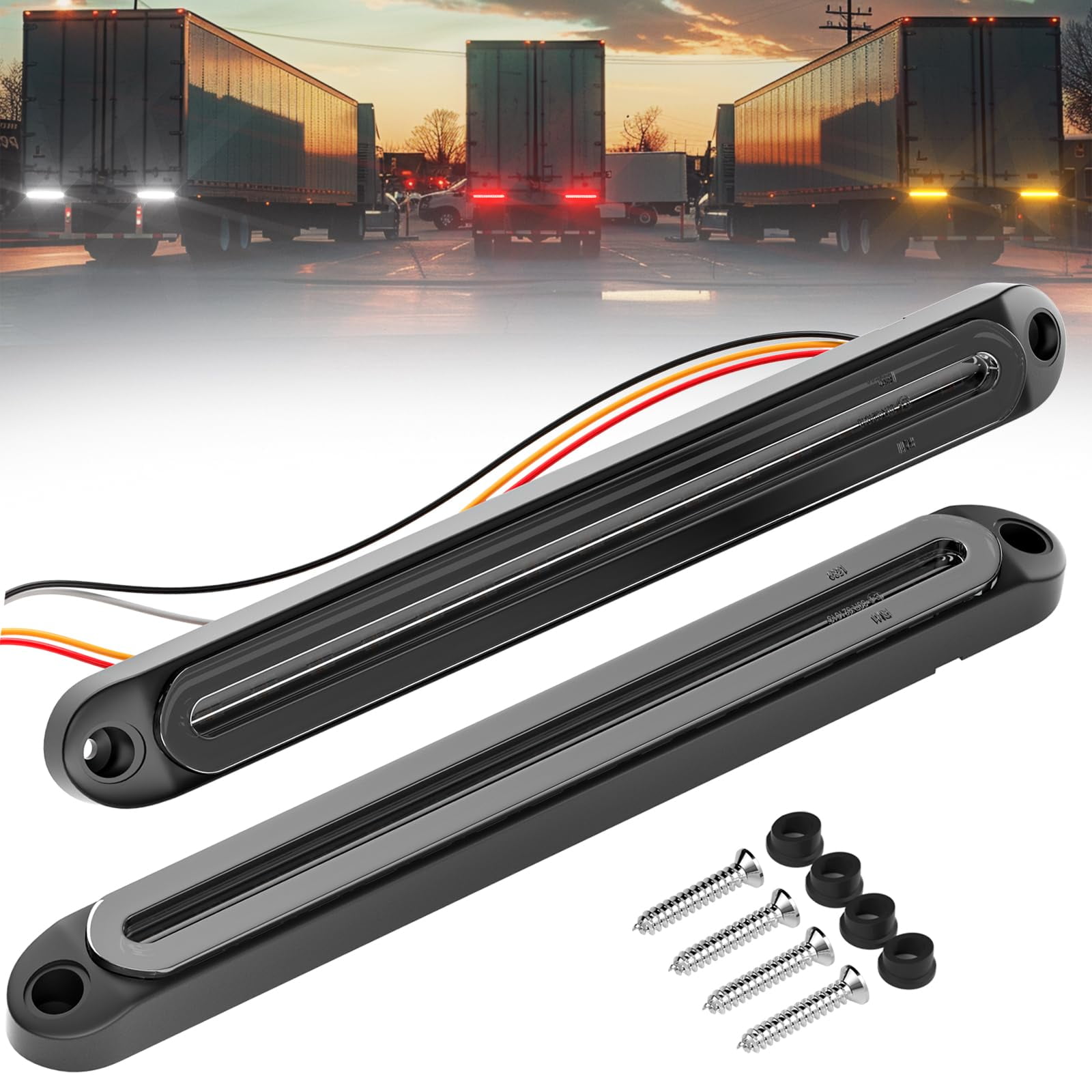 PSEQT 3 Color Trailer DHF10 Tail Brake Stop Turn Running LED Lights Bar ...