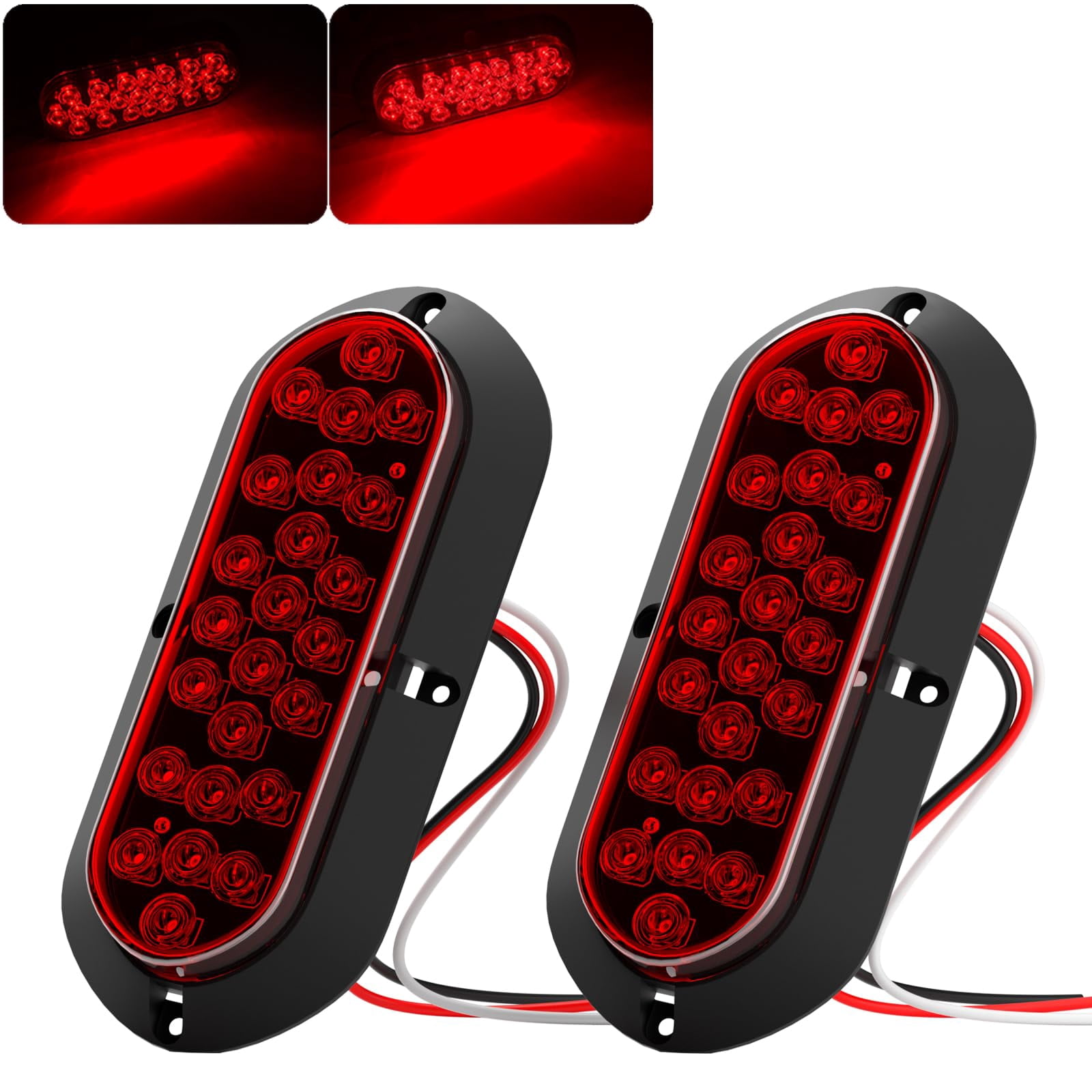 PSEQT 6'' Red LED DHF10 Trailer Tail Lights 24LED Stop Turn Rear ...