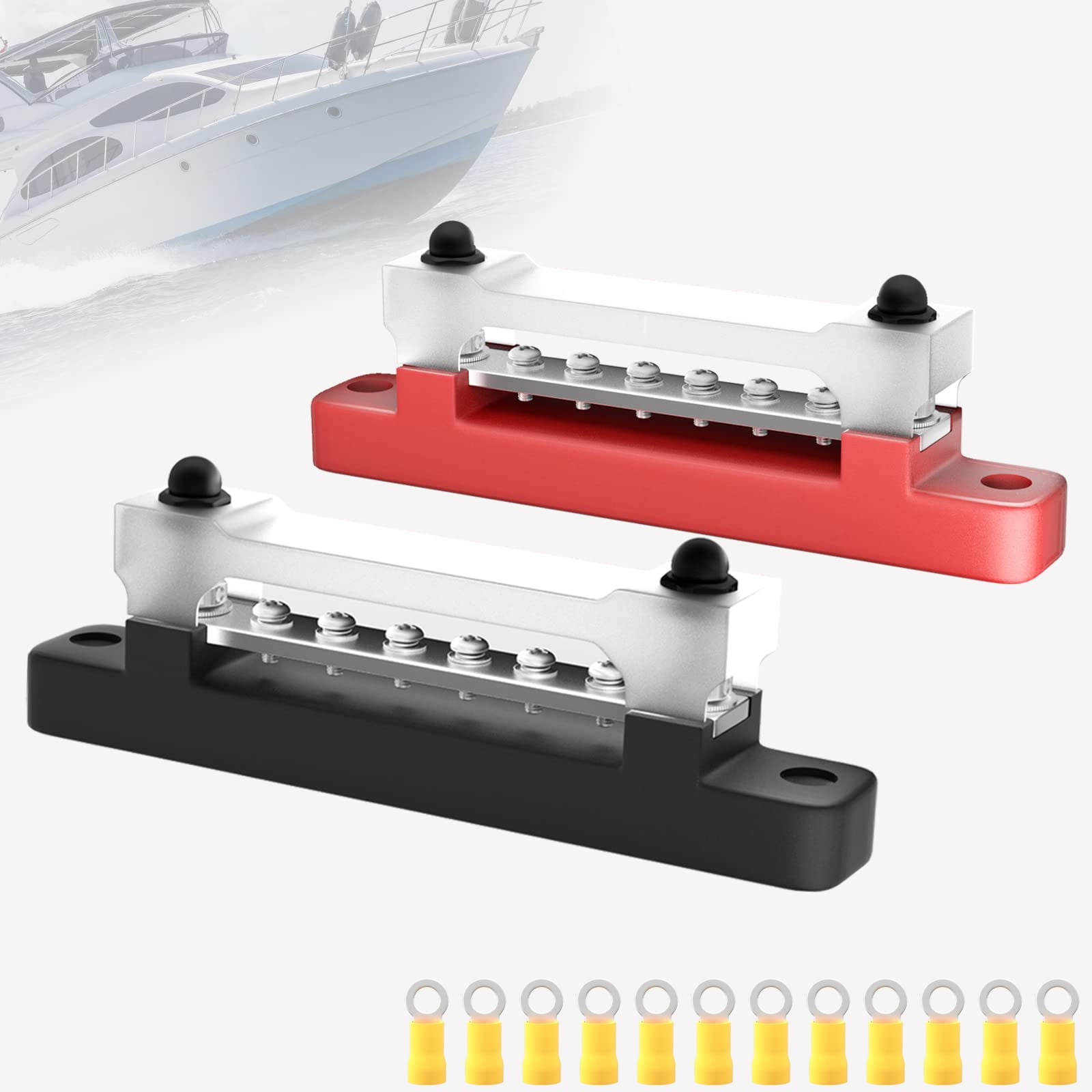 PSEQT 6 Terminal Bus Bar Ground Power Distribution Terminal Block Bus ...