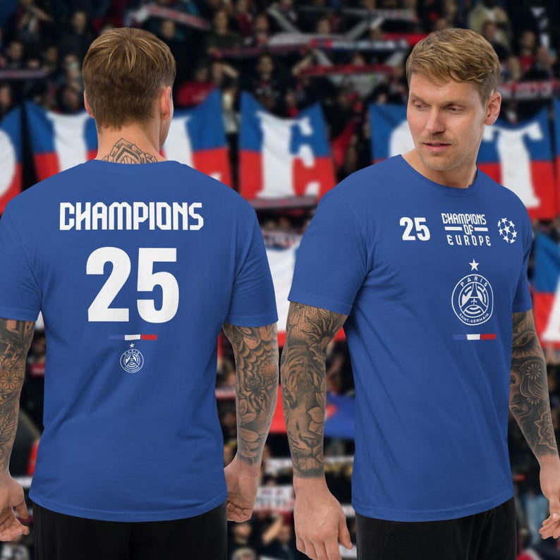 PSG Champions League Unisex Cotton Tee, Soccer Fans Apparel, Sports T ...