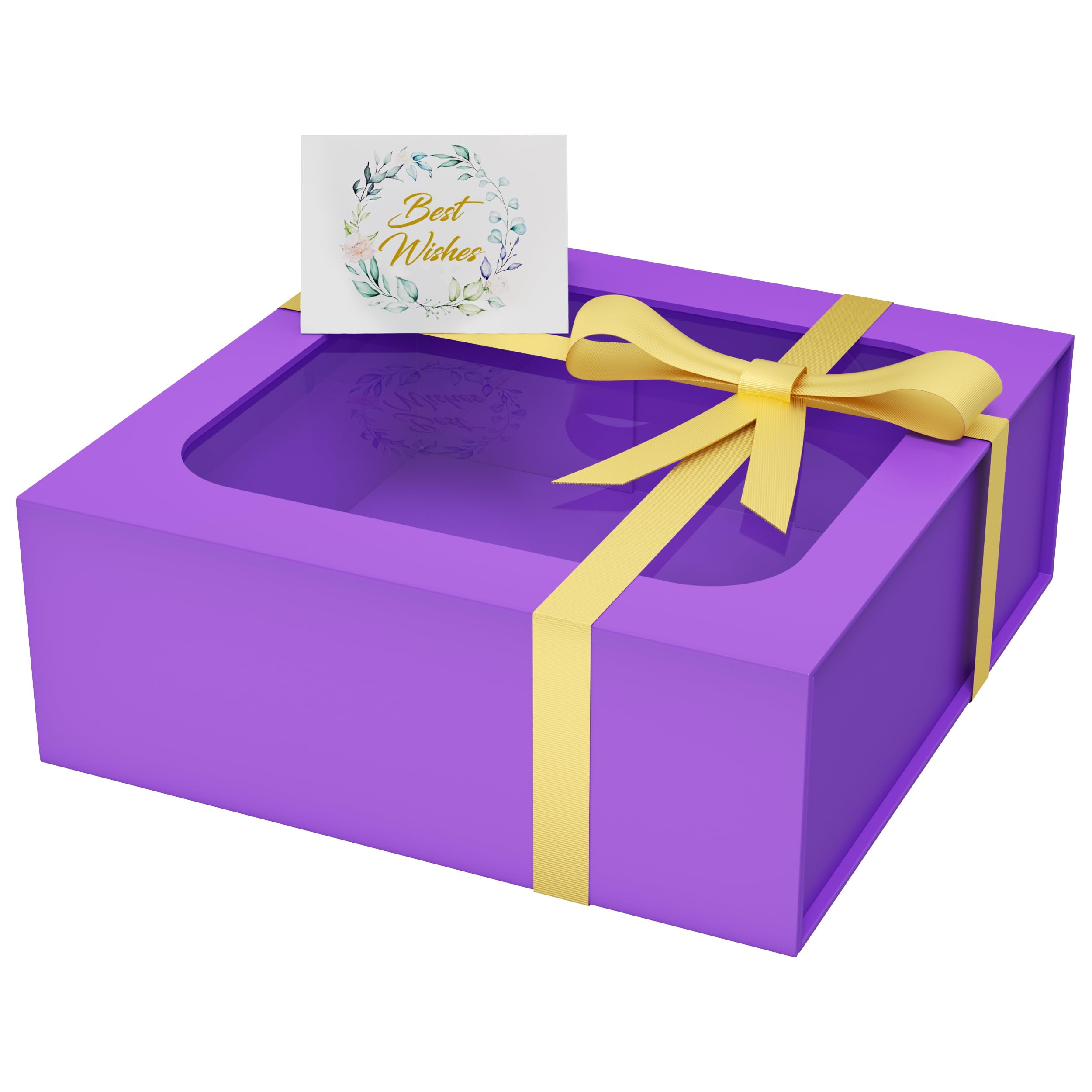 PSHVYM Gift Box with Window, 7.5x7.5x3 In Purple Gift Box for Presents ...