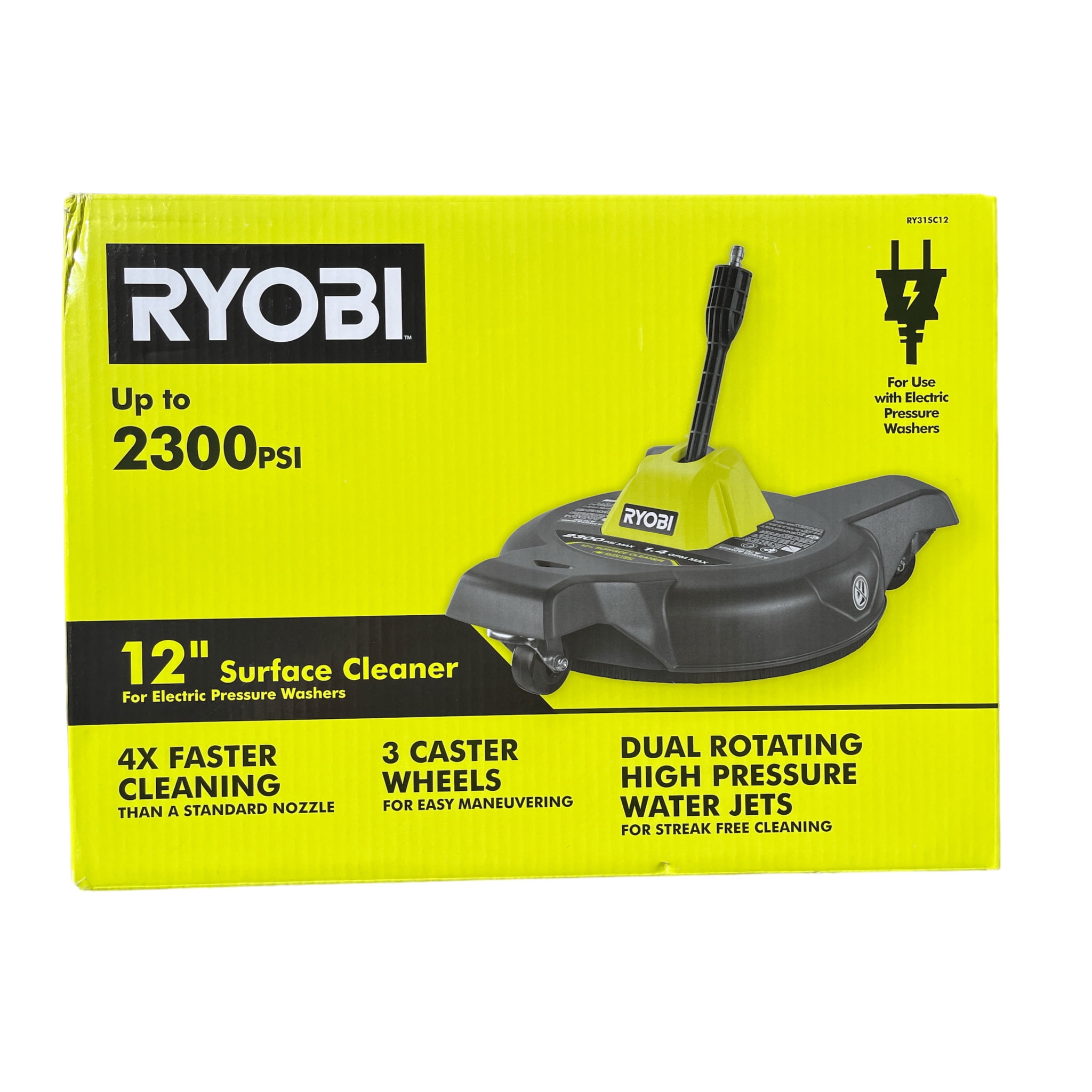 PSI Electric Pressure Washer Surface Cleaner, Wheels for Ease of Use ...