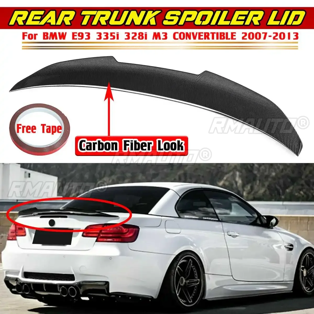 PSM Style 335i Car Rear Trunk Boot Lip Wing Lip For BMW E93 335i 328i ...