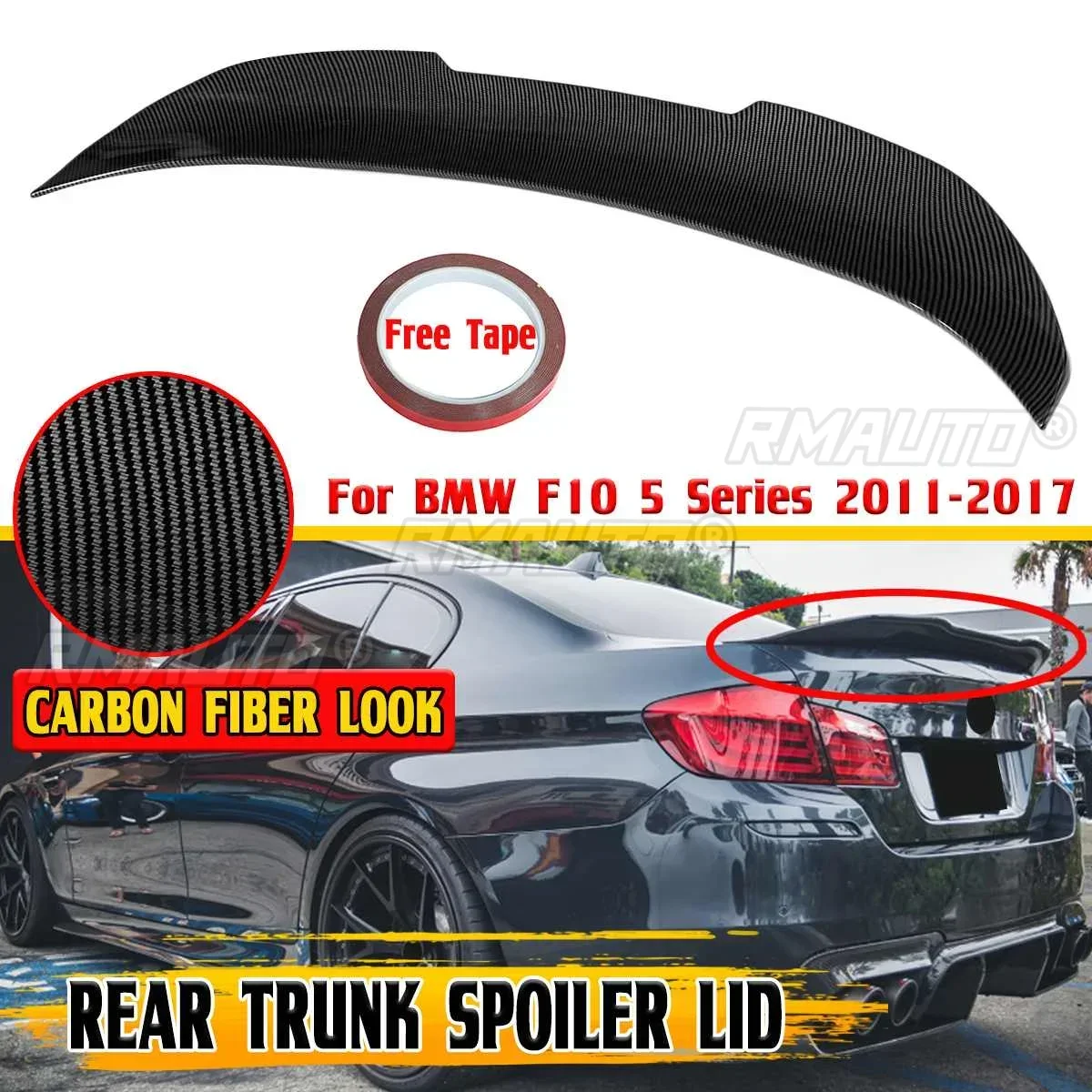 PSM Style Car Rear Trunk Boot Lip Spoiler For BMW F10 5 Series 2011 ...