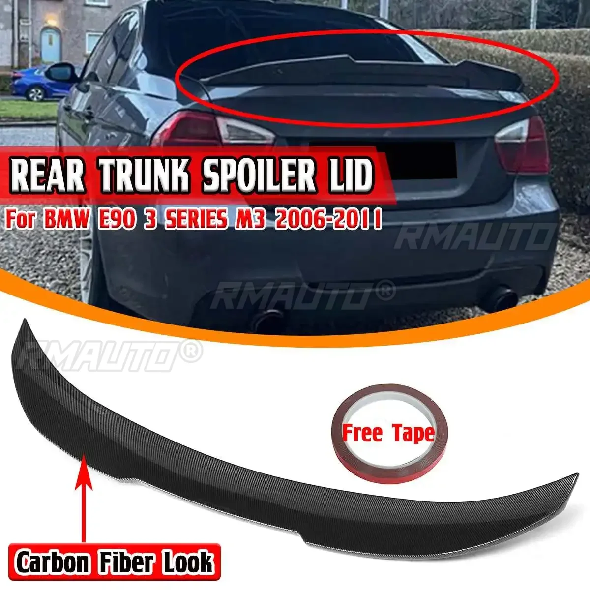 PSM Style Car Rear Trunk Boot Lip Spoiler Wing Lip Rear Spoiler For BMW ...