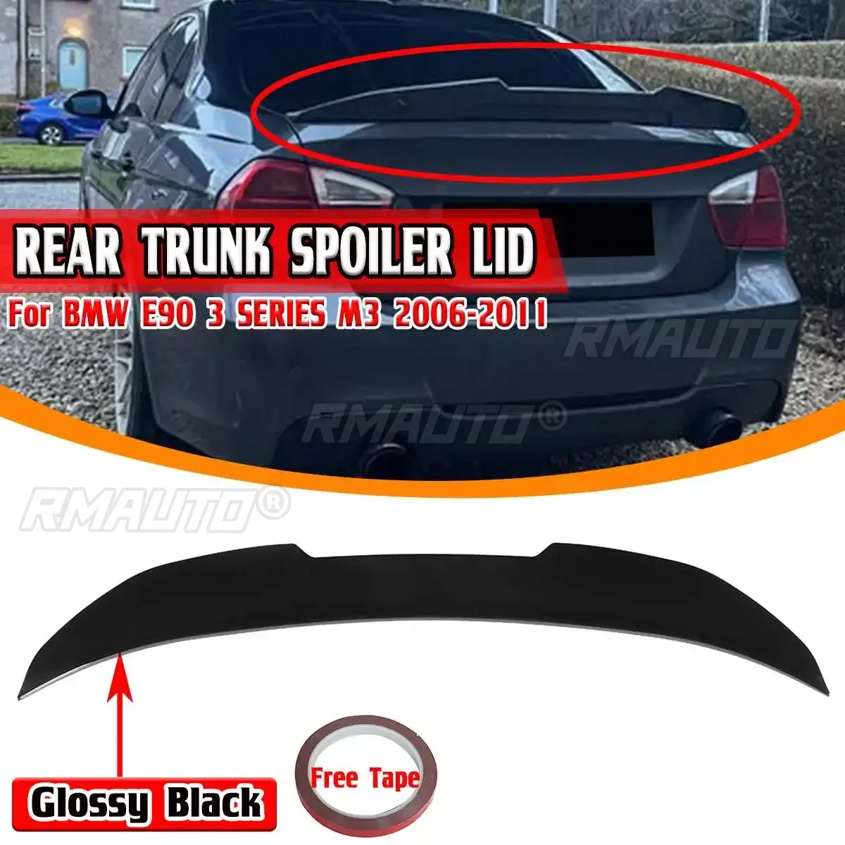 PSM Style Car Rear Trunk Boot Lip Spoiler Wing Lip Rear Wing For BMW ...